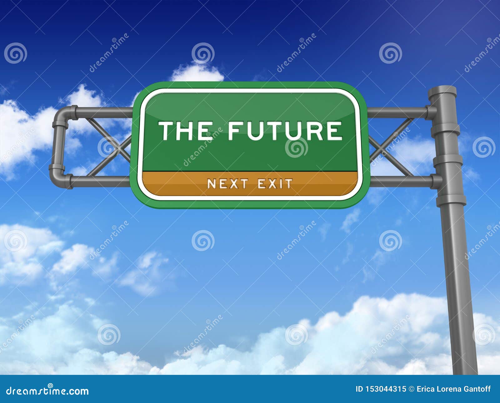 Highway Sign with the FUTURE Word on Blue Sky Stock Illustration ...
