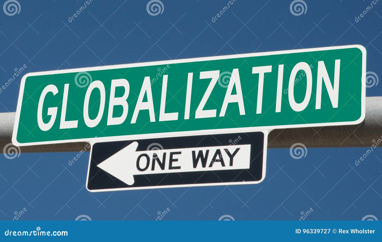 Highway Sign with GLOBALIZATION and ONE WAY Stock Illustration ...