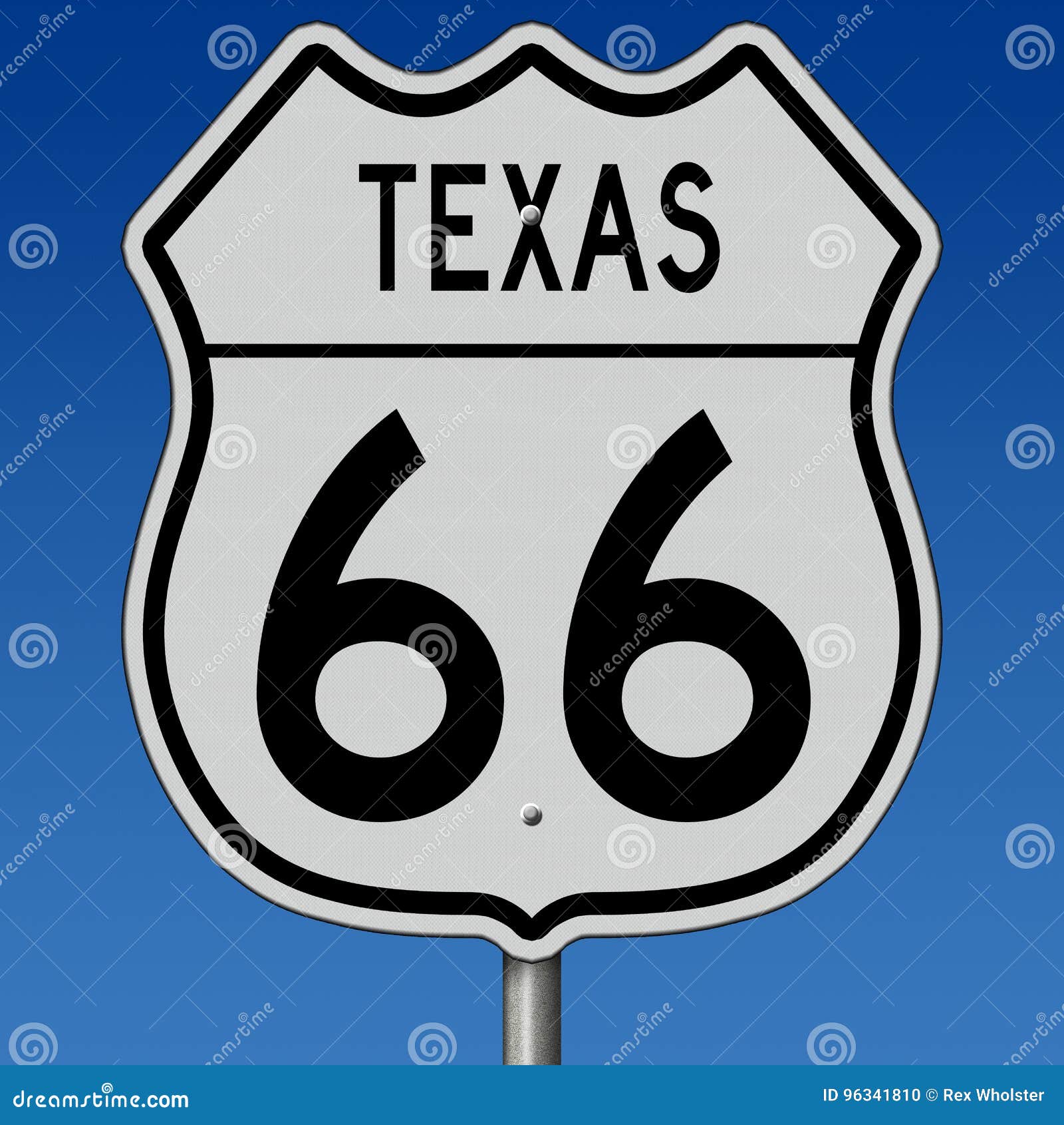 Highway Sign for Historic Route 66 in Texas Stock Illustration ...