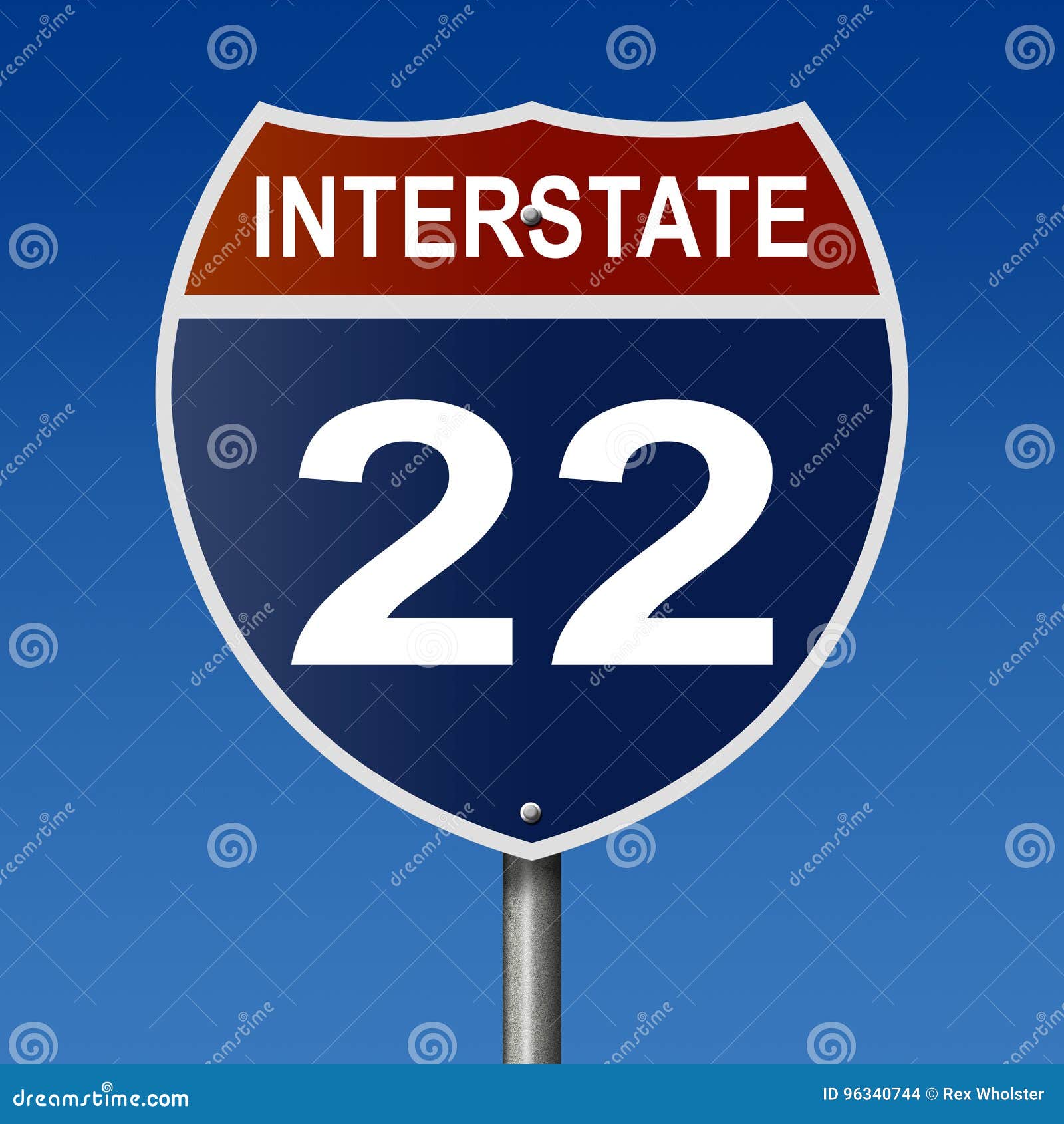 Highway Sign for Interstate 22 Stock Illustration - Illustration of ...