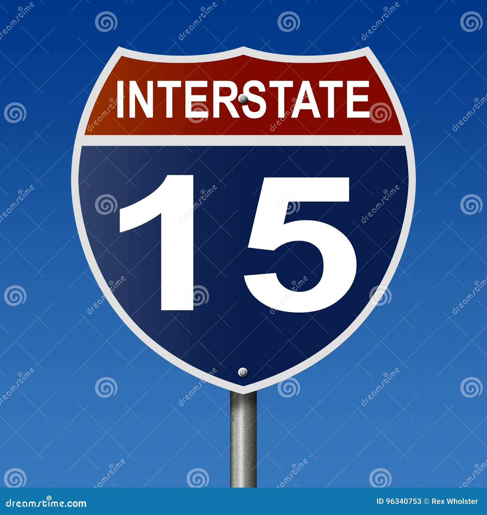 Highway Sign for Interstate 15 Stock Illustration - Illustration of ...