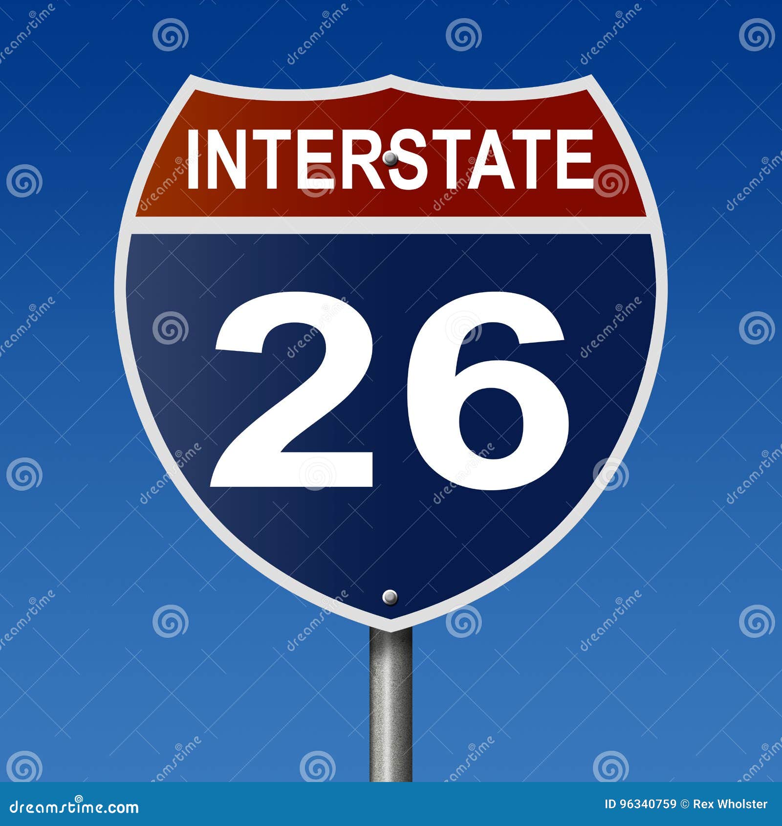 Highway Sign for Interstate 26 Stock Illustration - Illustration of ...