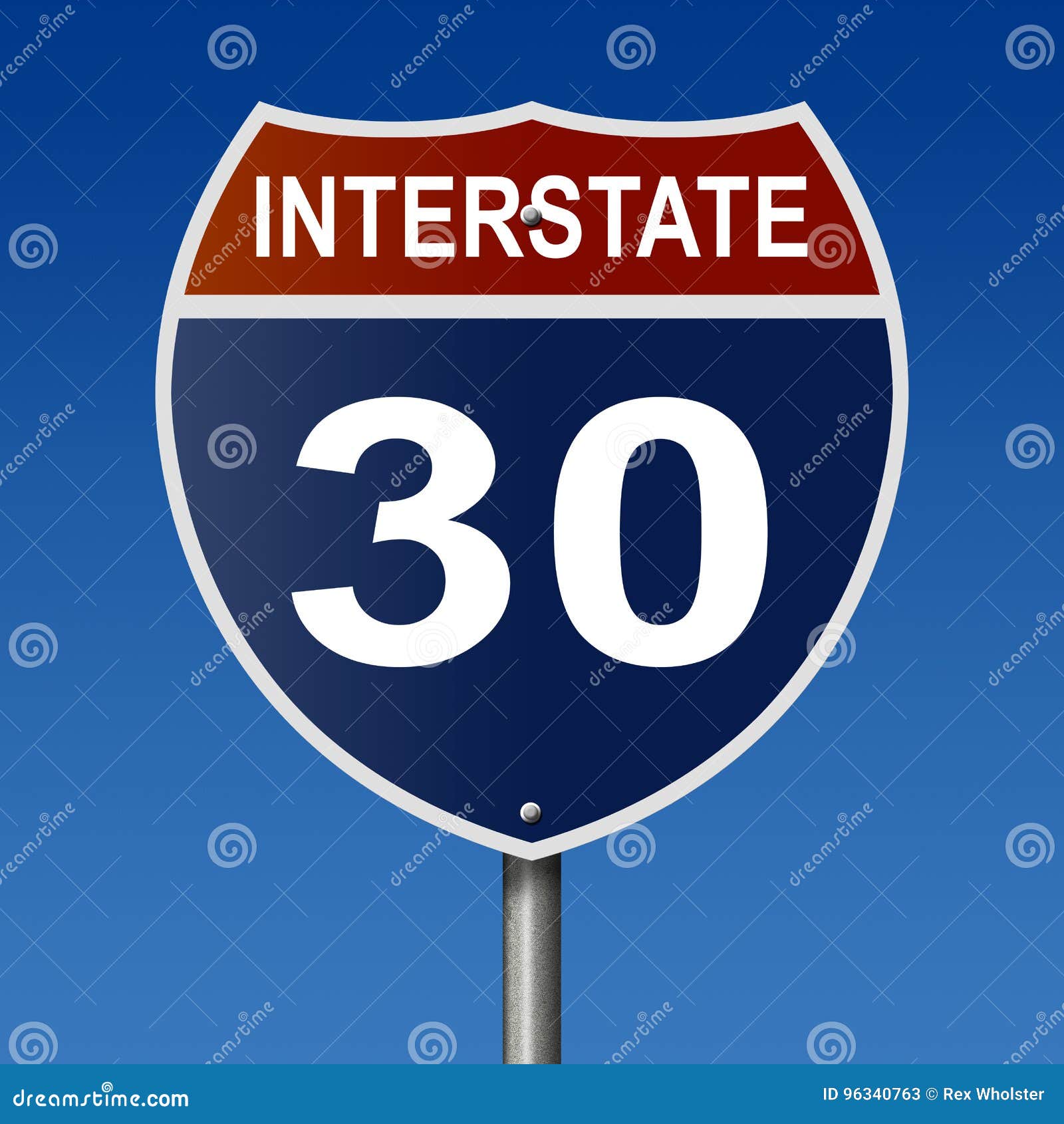 Highway Sign for Interstate 30 Stock Illustration - Illustration of ...