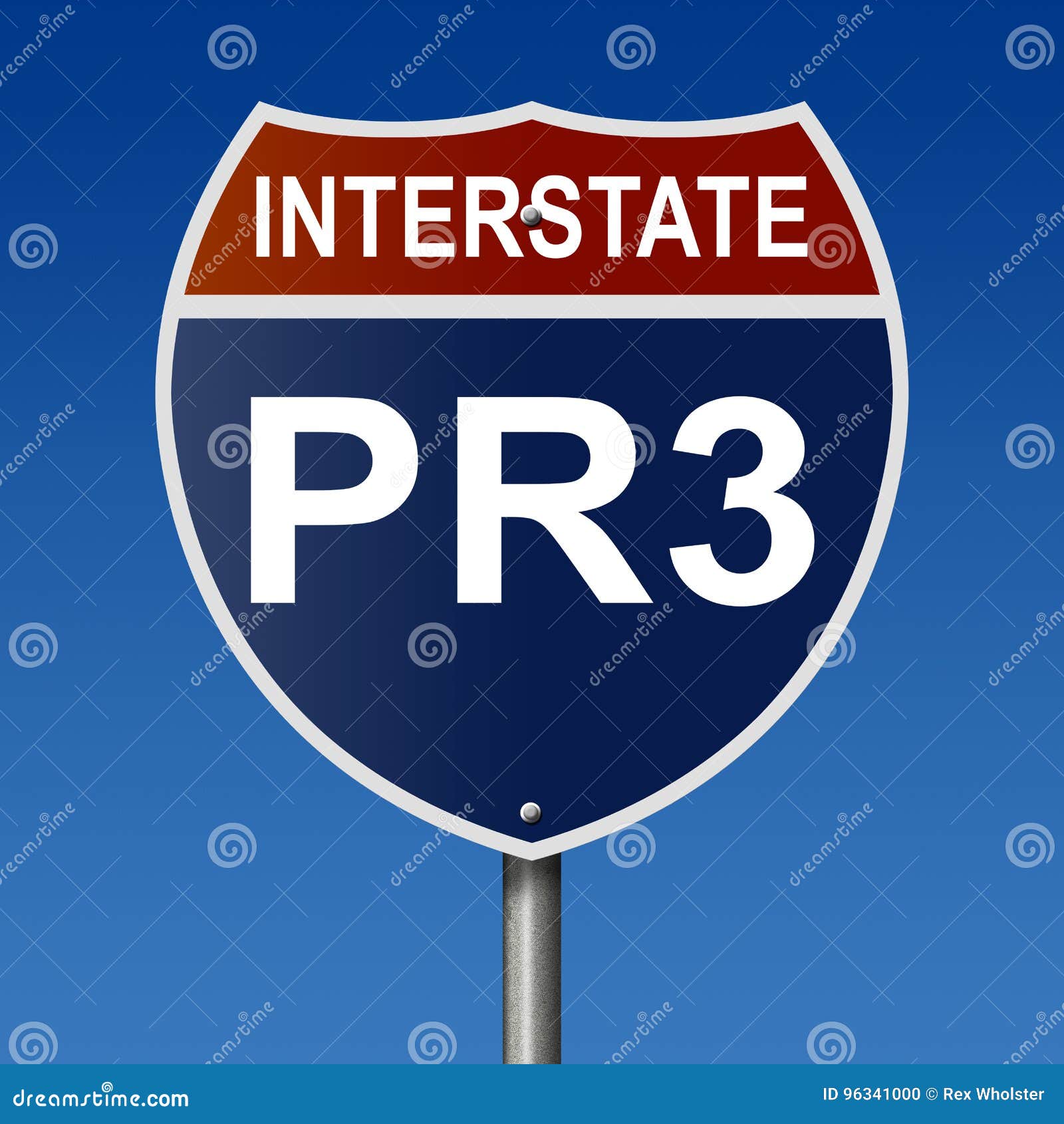 Highway Sign for Interstate PR3 Stock Illustration - Illustration of ...