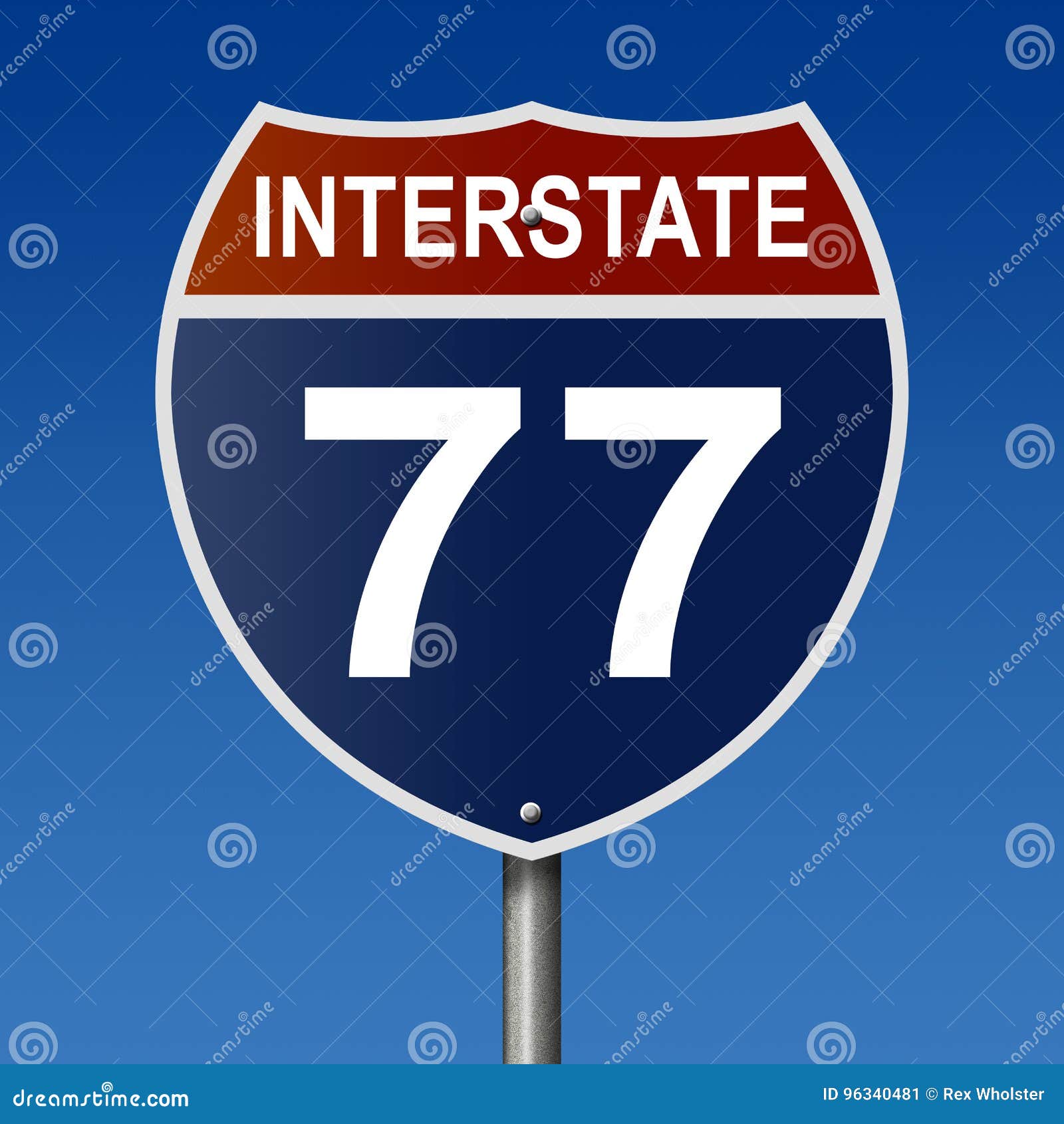 Highway Sign for Interstate Route 77 Stock Illustration - Illustration ...