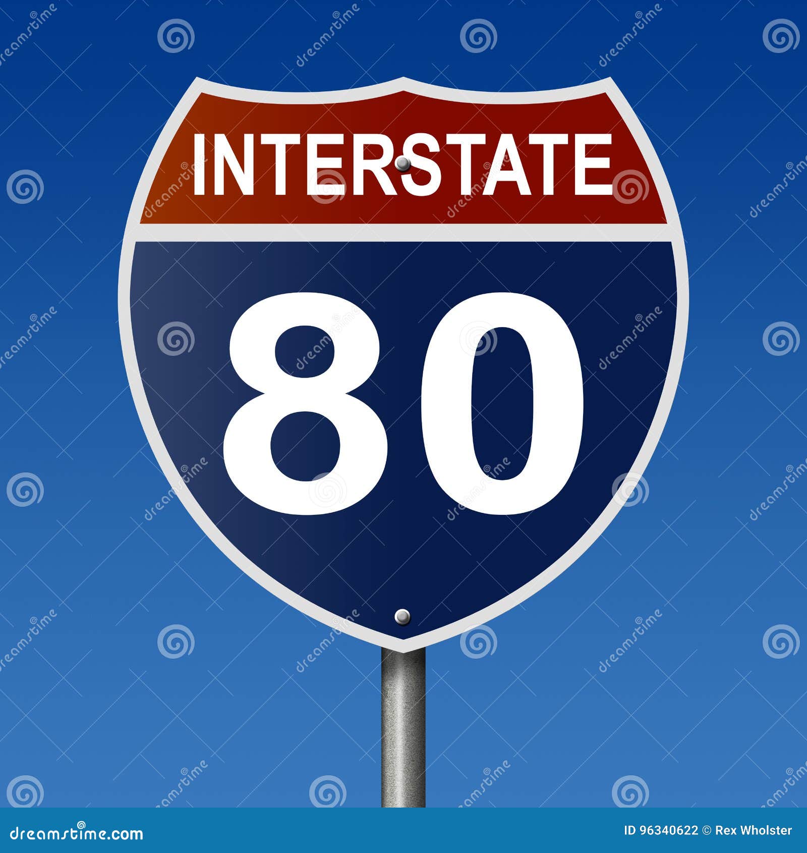 Highway Sign for Interstate Route 80 Stock Illustration - Illustration ...