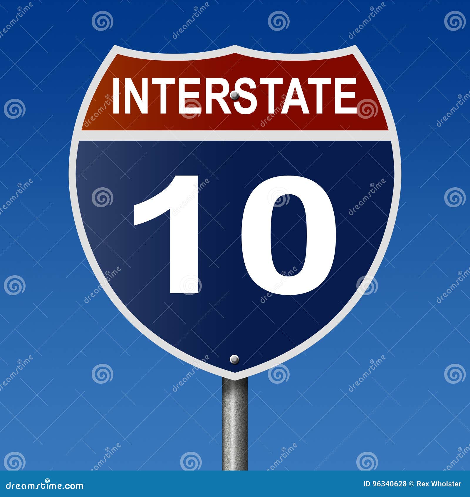 Highway Sign for Interstate Route 10 Stock Illustration - Illustration ...