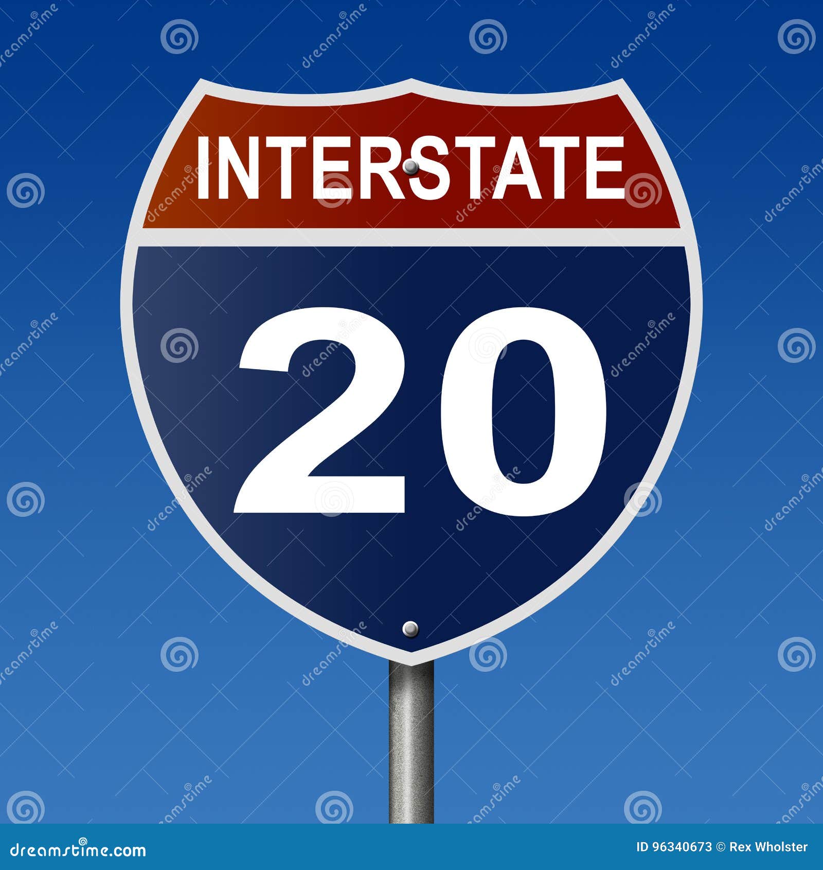Highway Sign for Interstate Route 20 Stock Illustration - Illustration ...