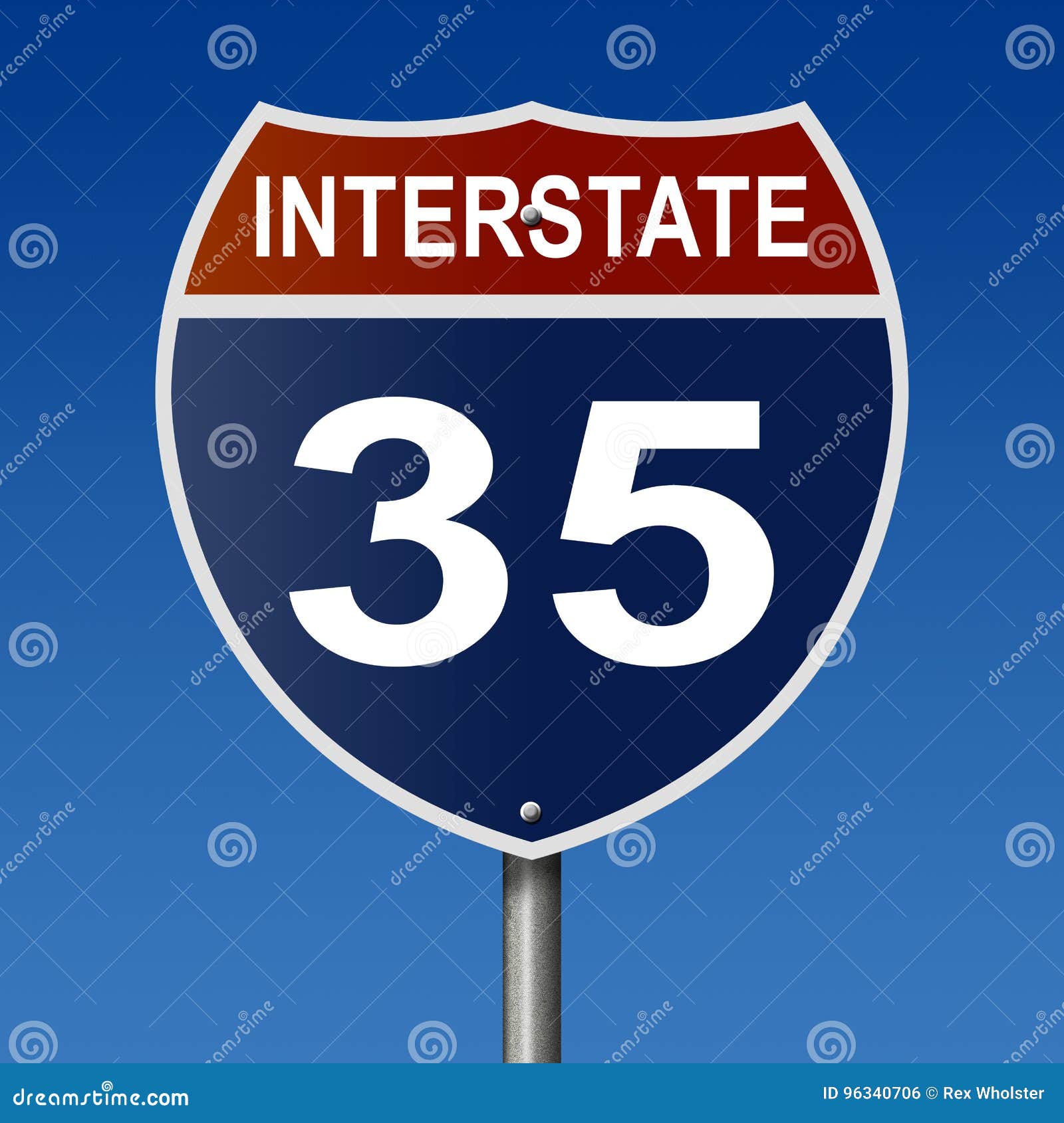 Highway Sign for Interstate Route 35 Stock Illustration - Illustration ...