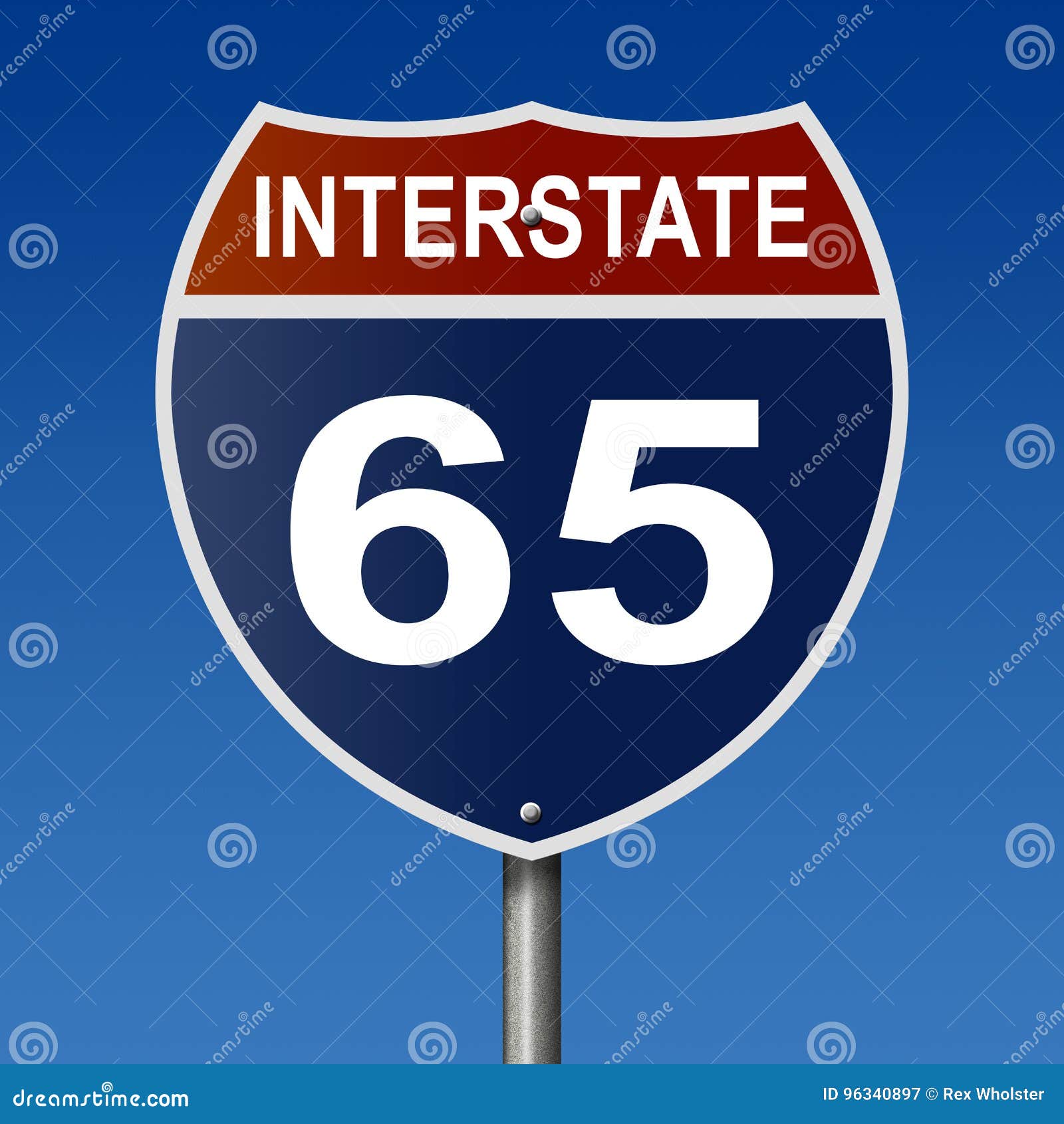 Highway Sign for Interstate Route 65 Stock Illustration - Illustration ...