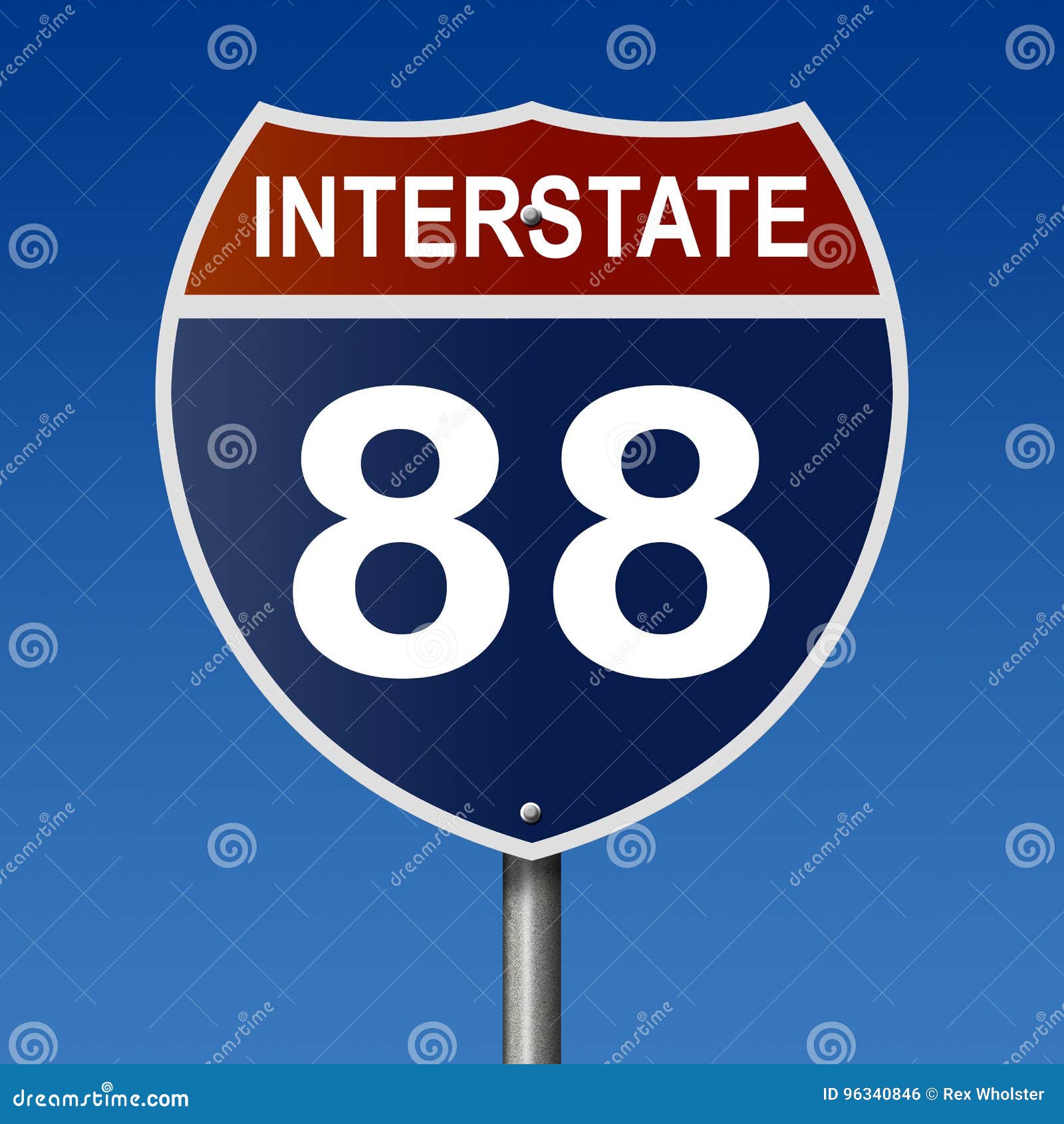 Highway Sign for Interstate Route 88 Stock Illustration - Illustration ...