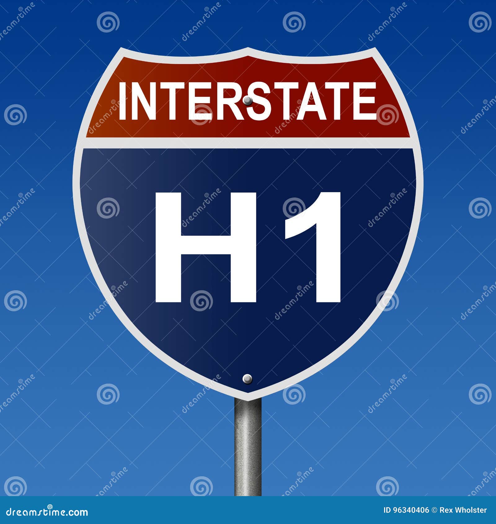 Highway Sign for Interstate Route H1 Stock Illustration - Illustration ...