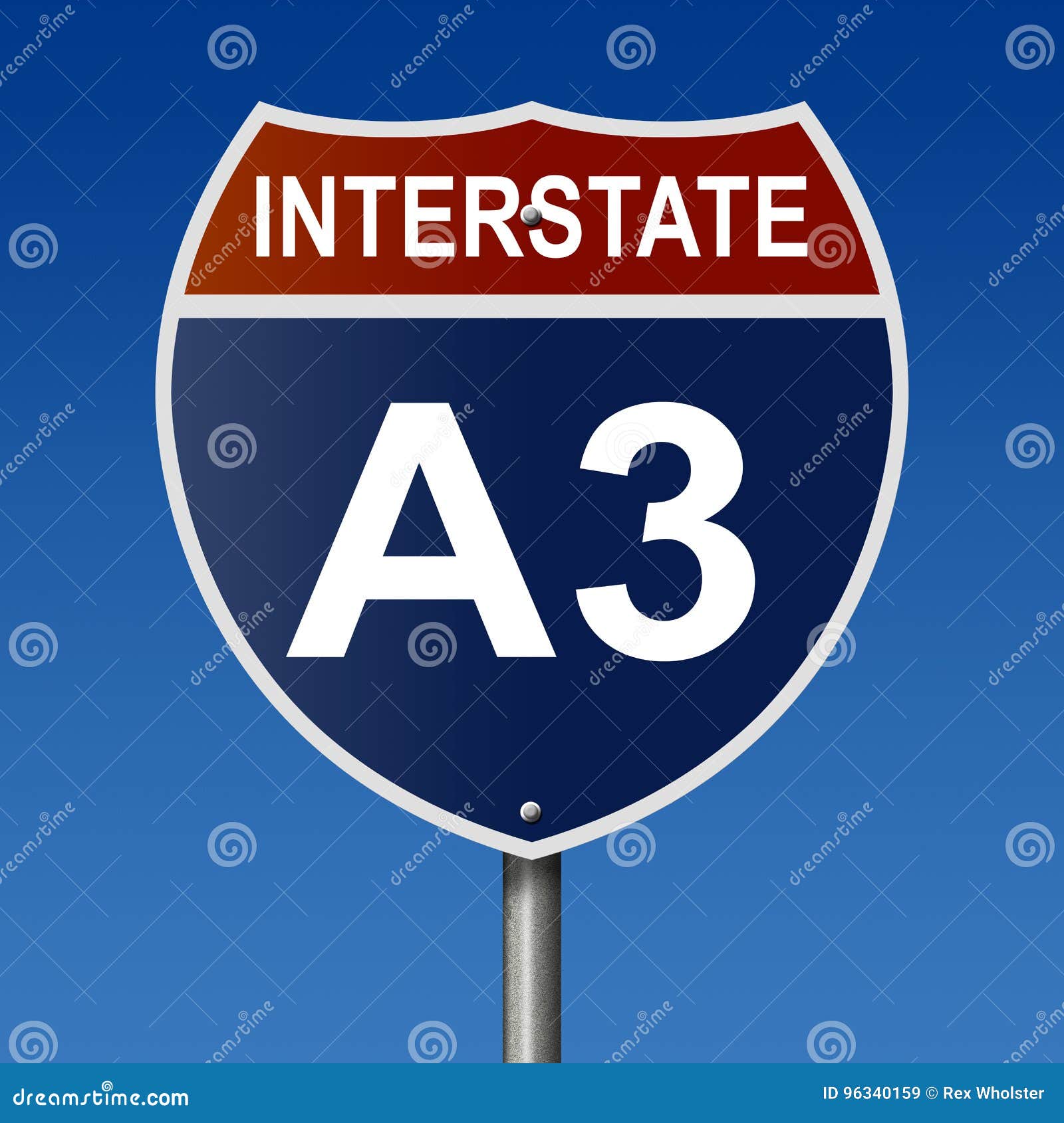 Highway Sign for Interstate Route A3 Stock Illustration - Illustration ...