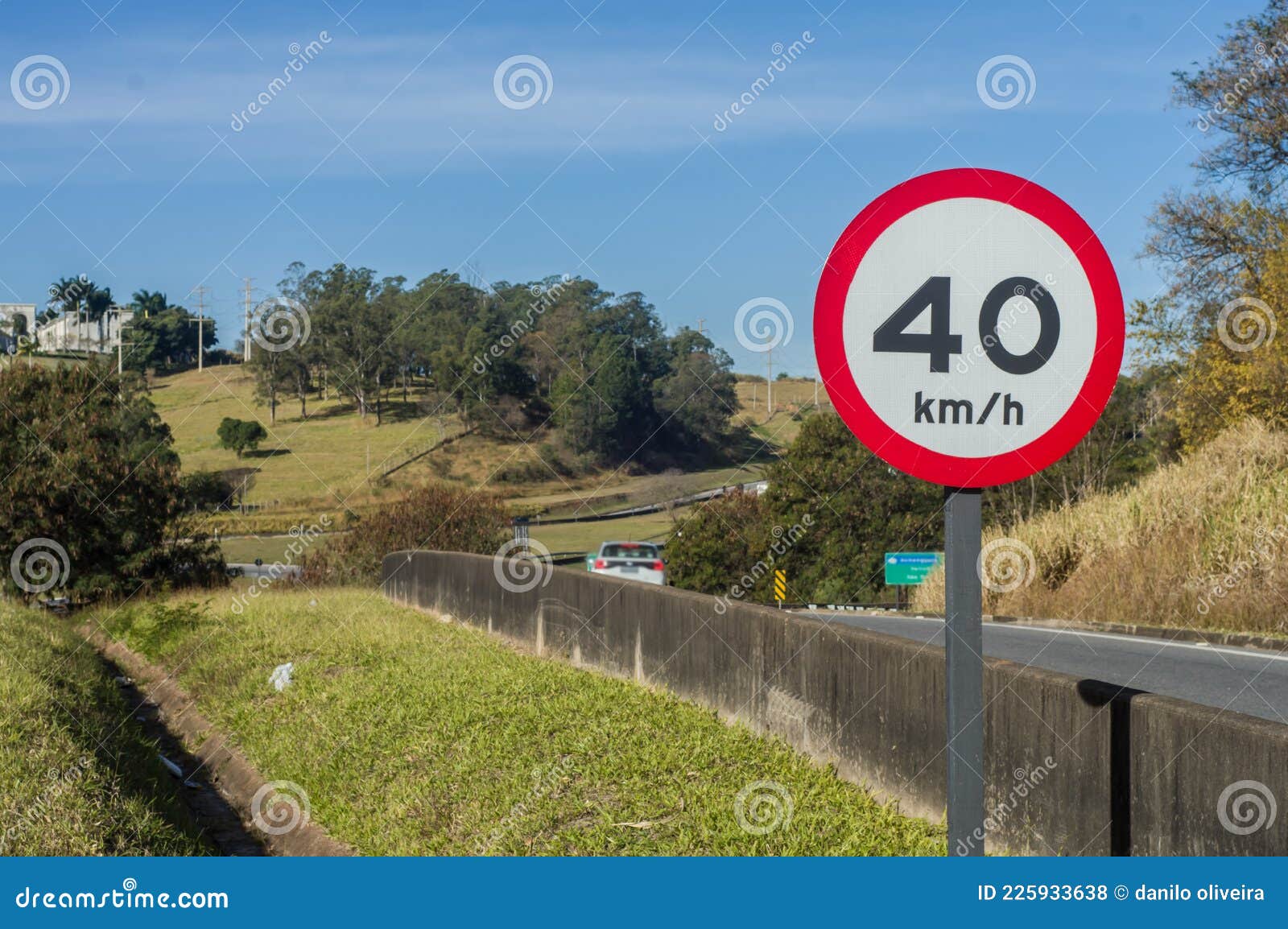 Highway Sign: 40km Per Hour, Forty Kilometers Per Hour Stock Photo ...