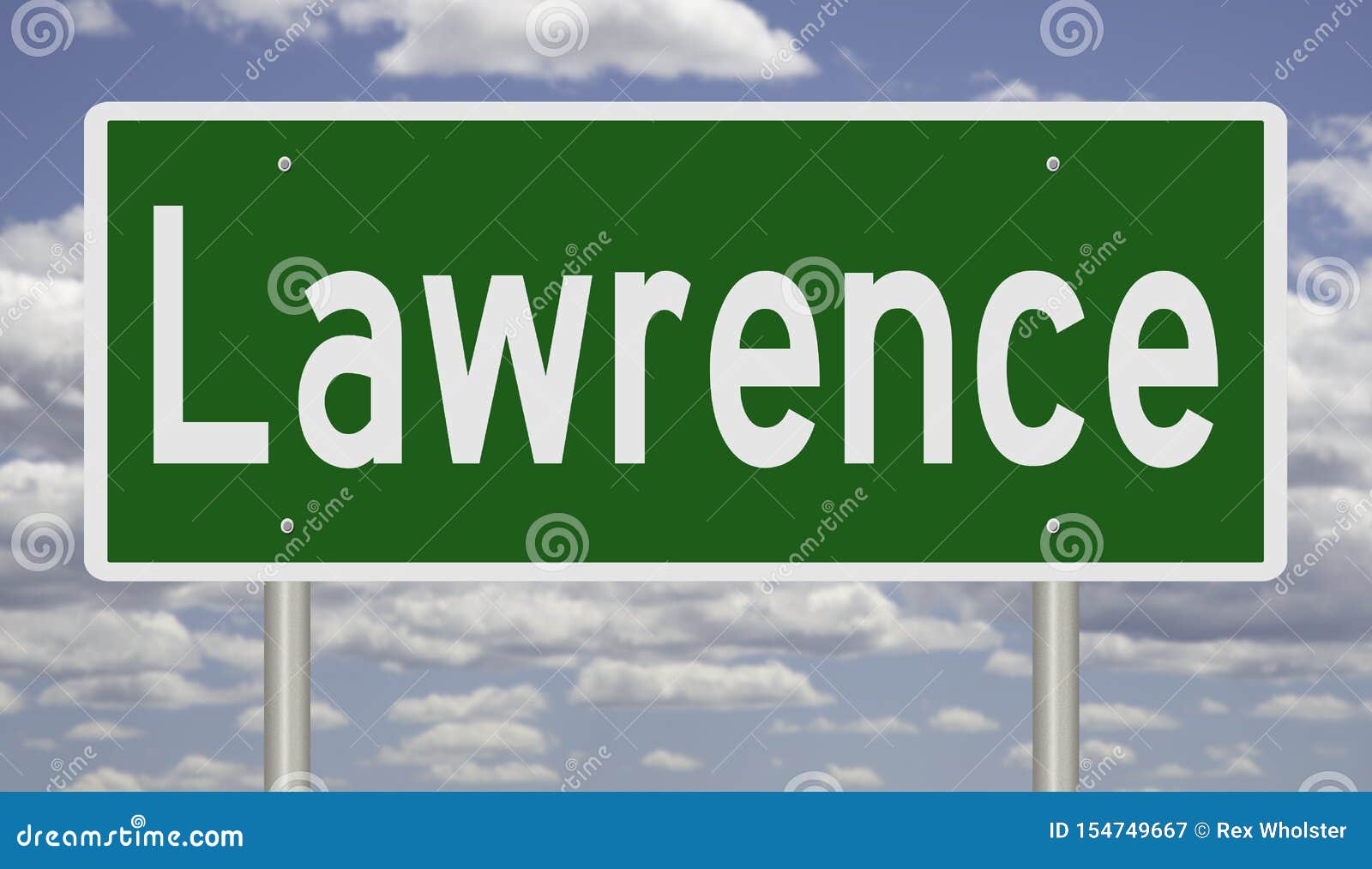 Highway Sign for Lawrence Kansas Stock Image - Image of green, city ...