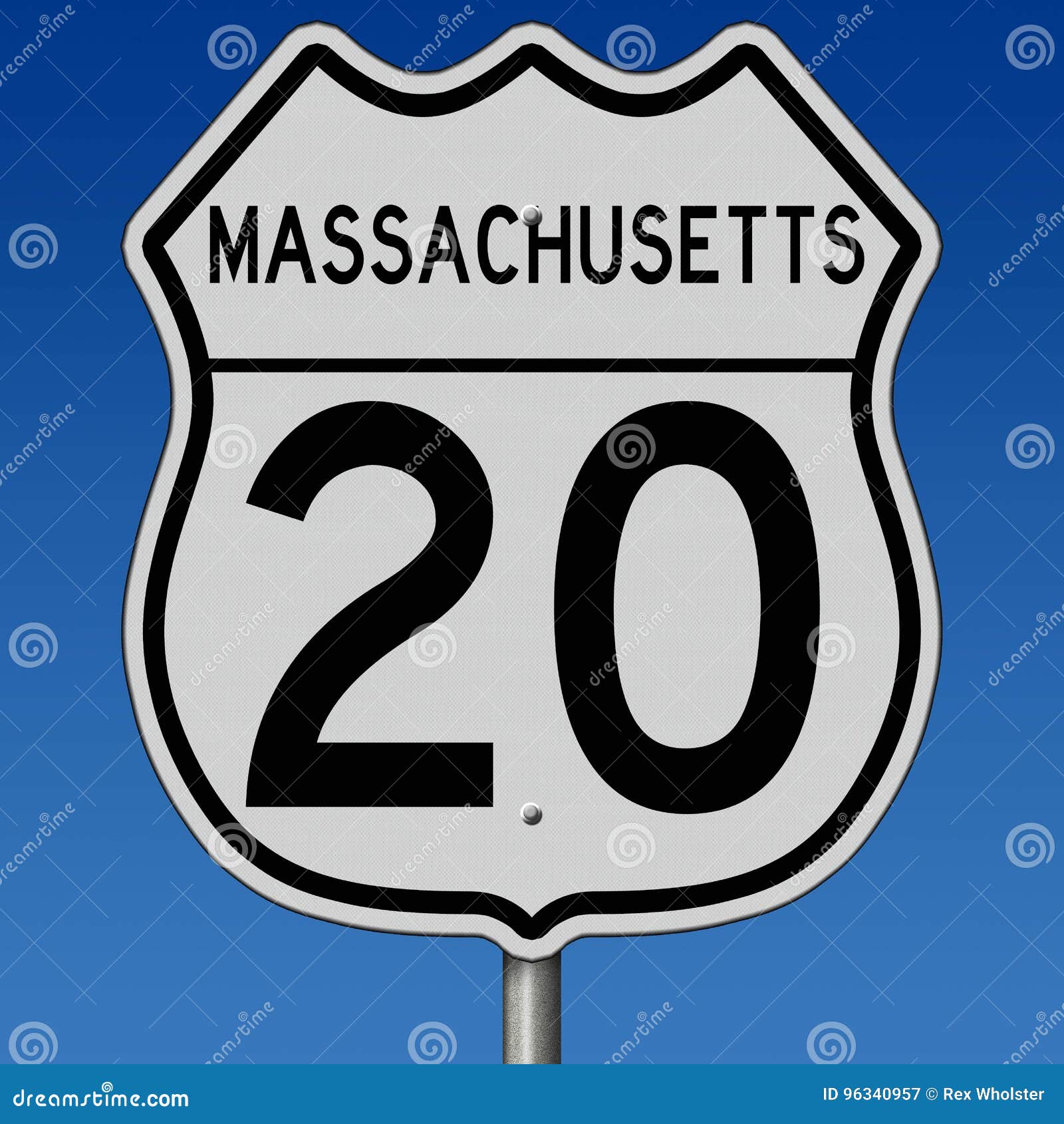Highway Sign for Massachusetts Route 20 Stock Illustration ...