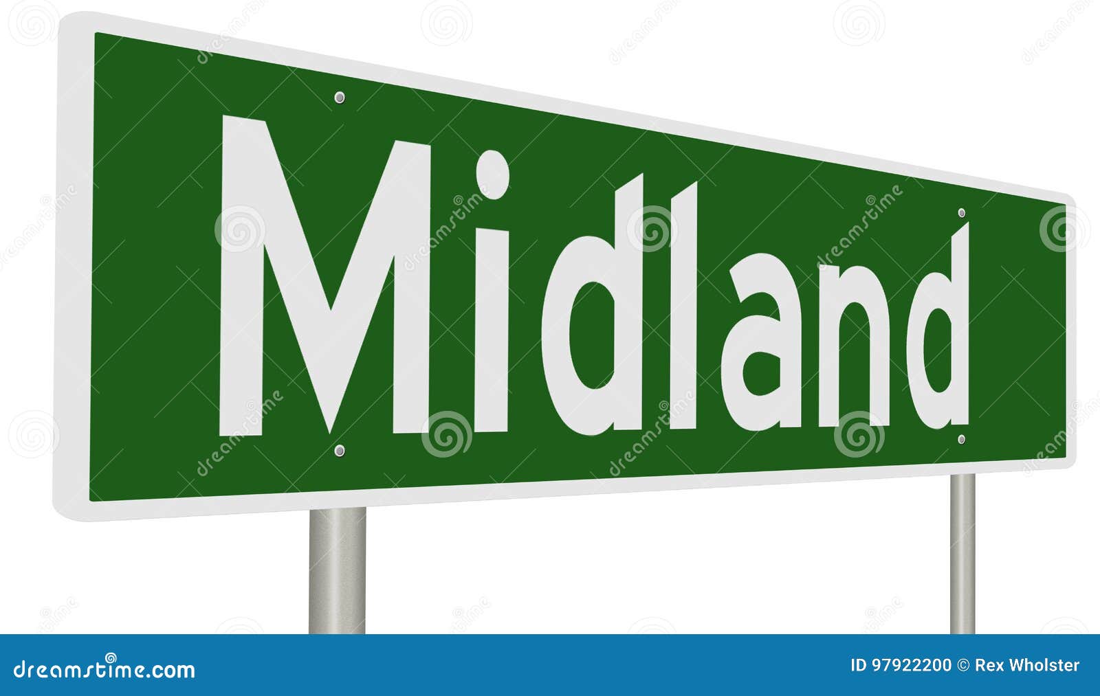 Highway Sign for Midland Texas Stock Illustration - Illustration of ...