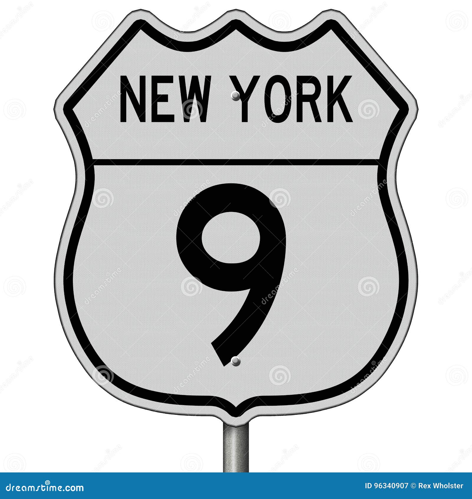 Highway Sign for New York Route 9 Stock Illustration - Illustration of ...