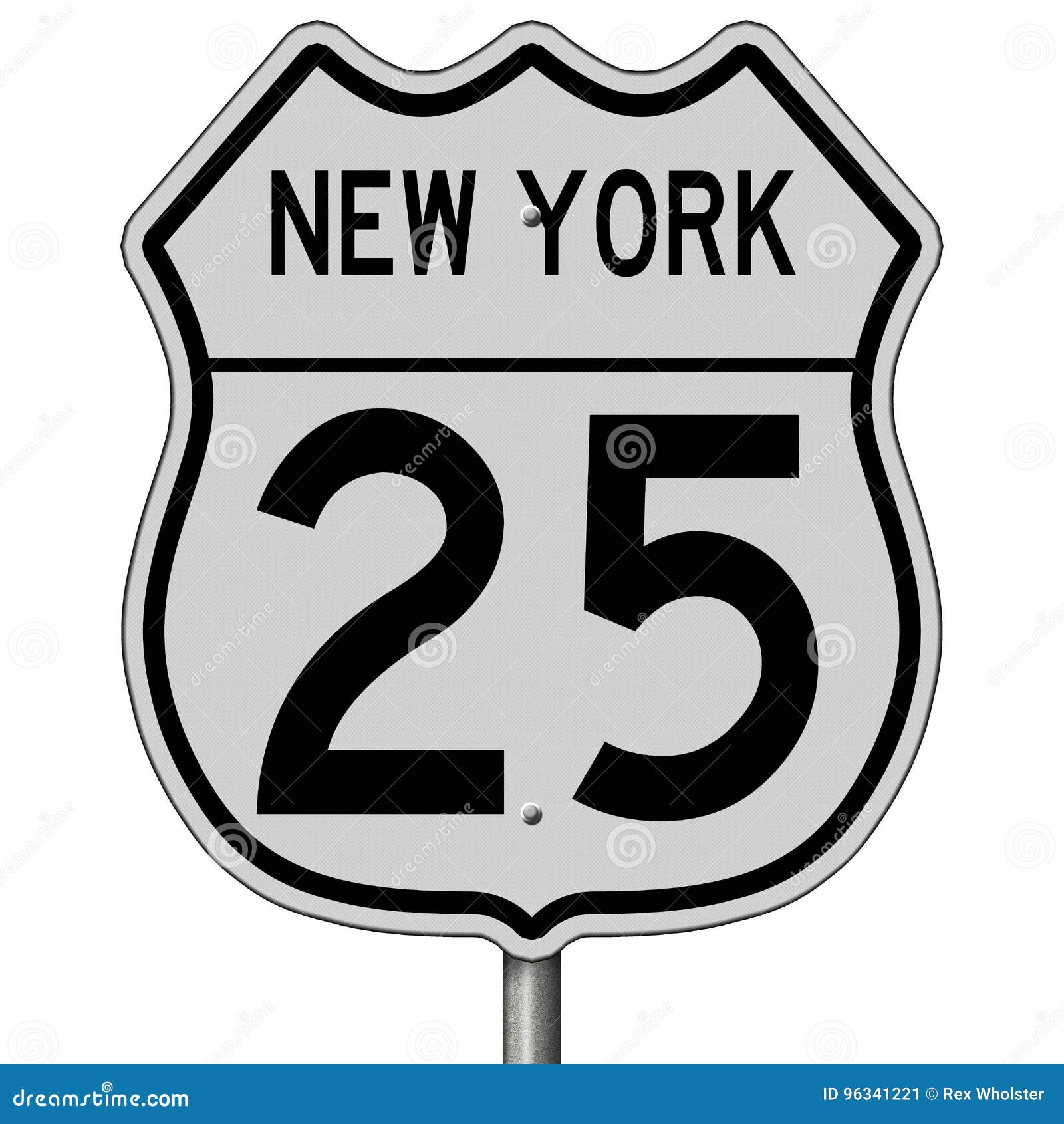 Highway Sign for New York Route 25 Stock Illustration - Illustration of ...