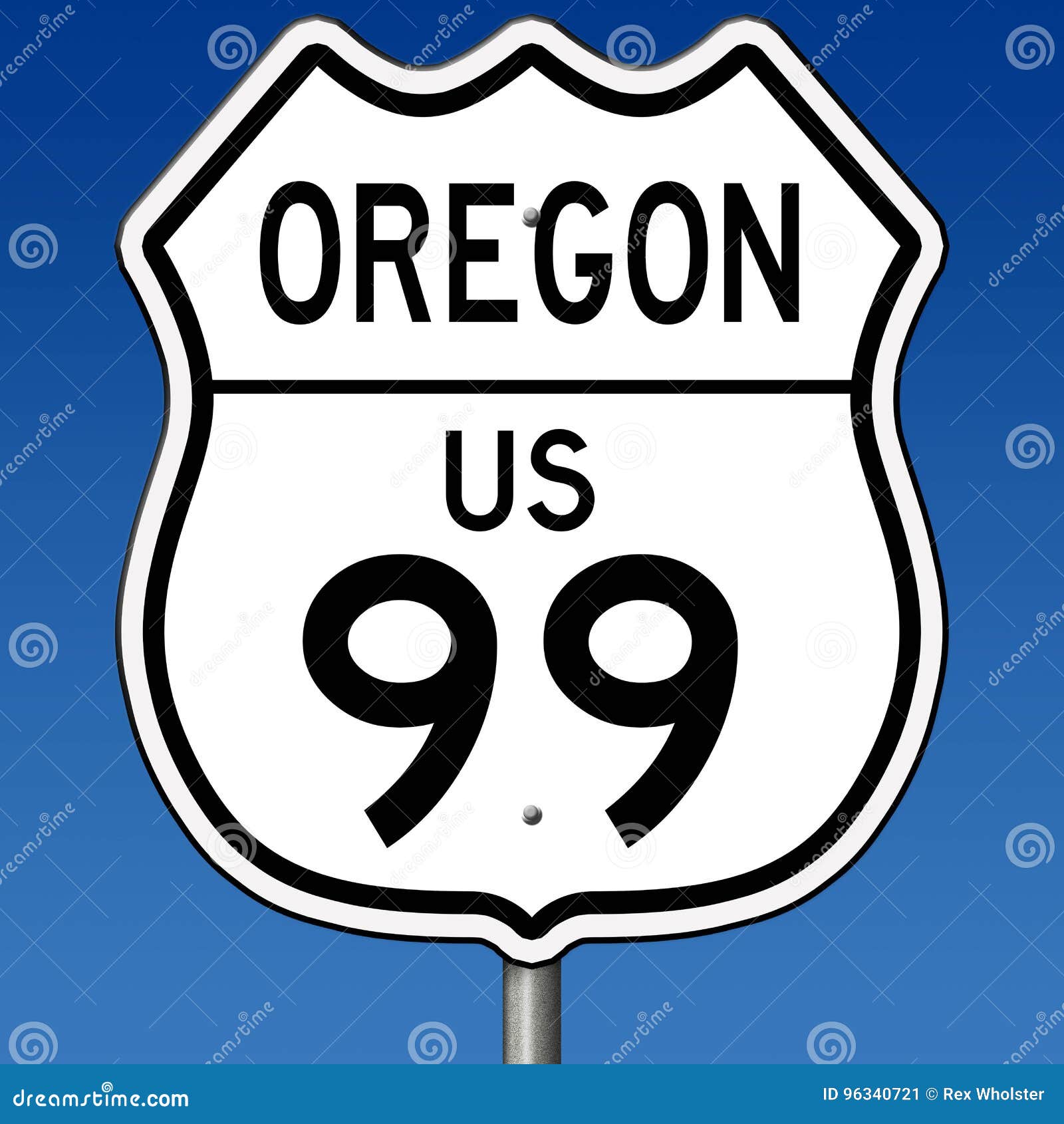 Highway Sign for Oregon Route 99 Stock Illustration - Illustration of ...