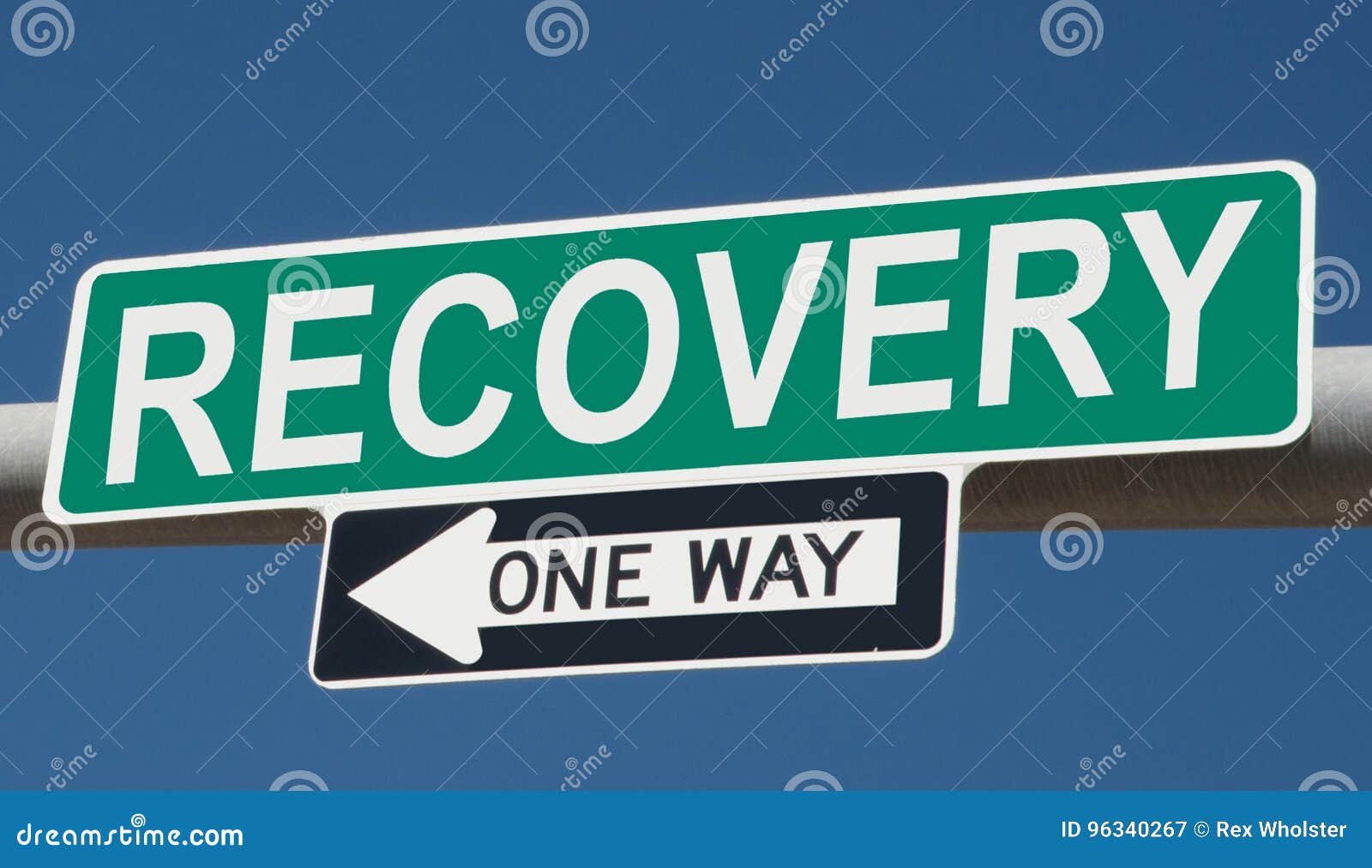 Highway Sign with RECOVERY and ONE WAY Stock Illustration ...
