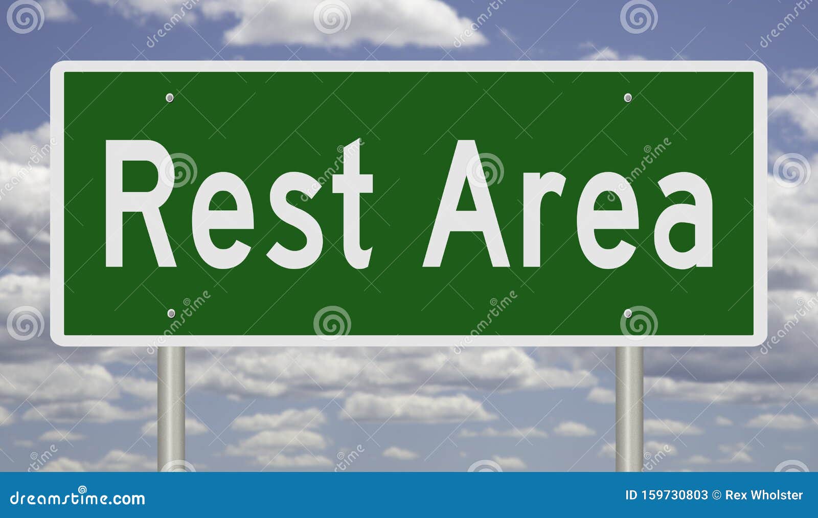 Highway sign for Rest Area stock illustration. Illustration of green ...