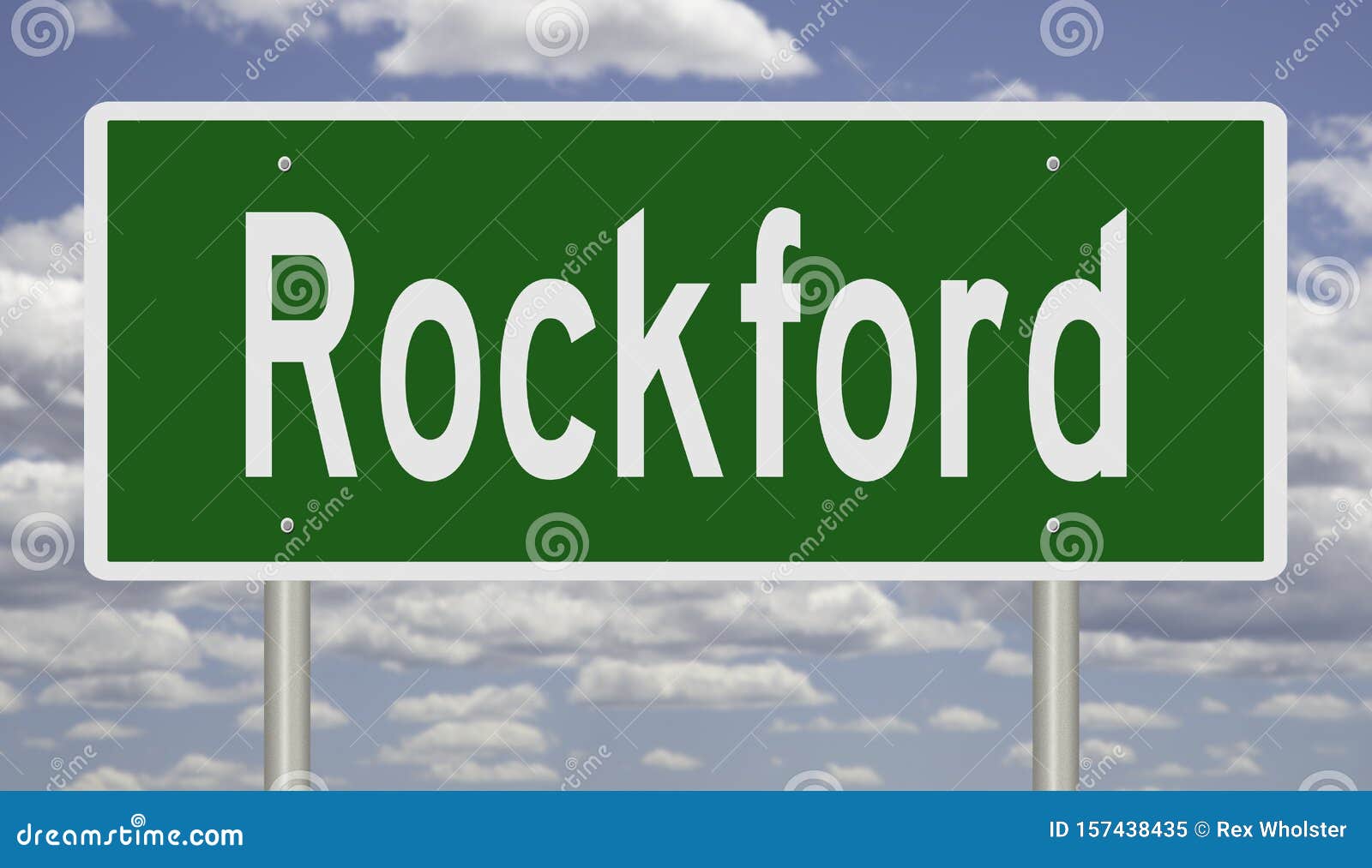 Highway Sign for Rockford Illinois Stock Illustration - Illustration of ...