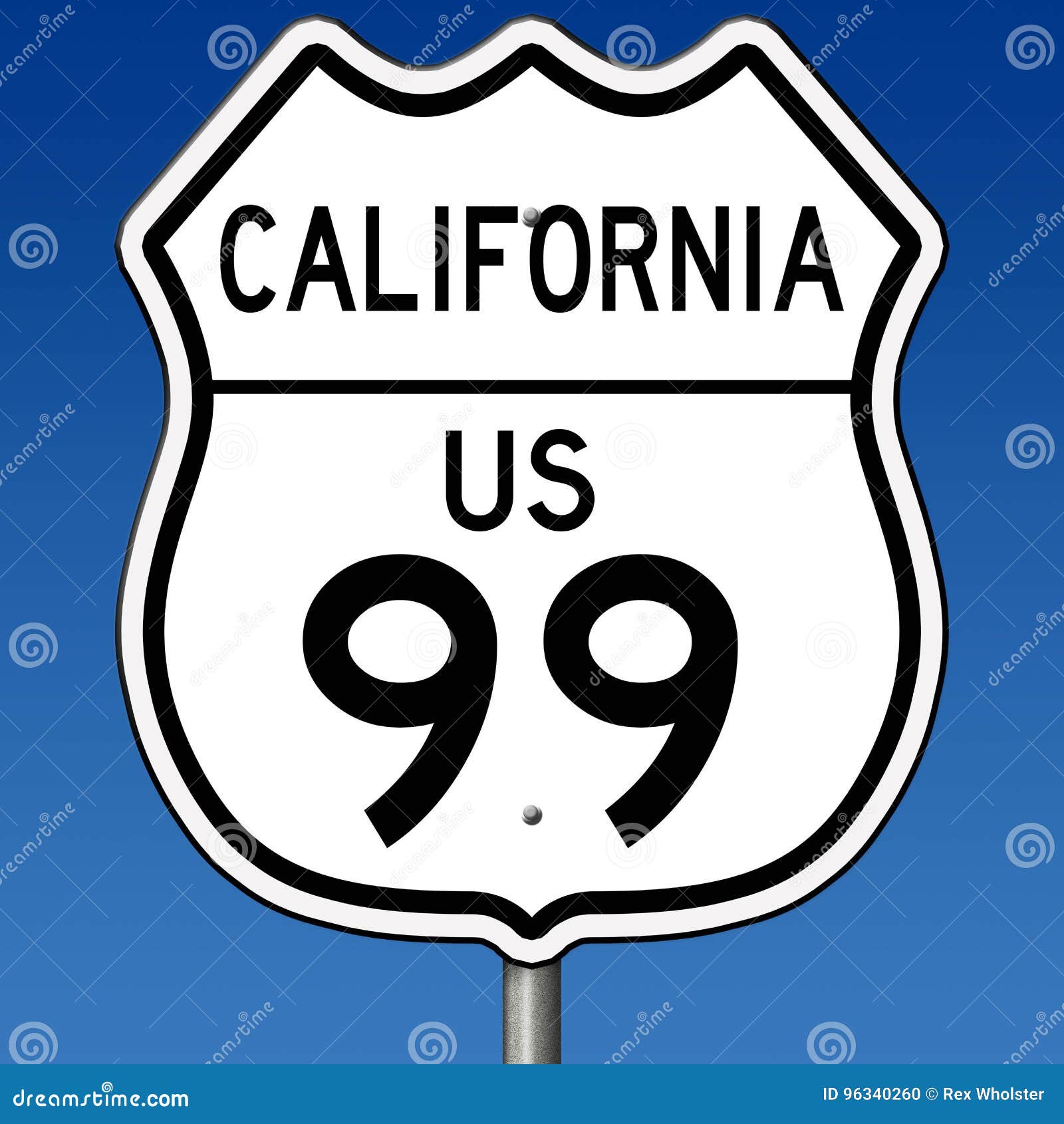 Highway Sign for Route 99 in California Stock Illustration ...