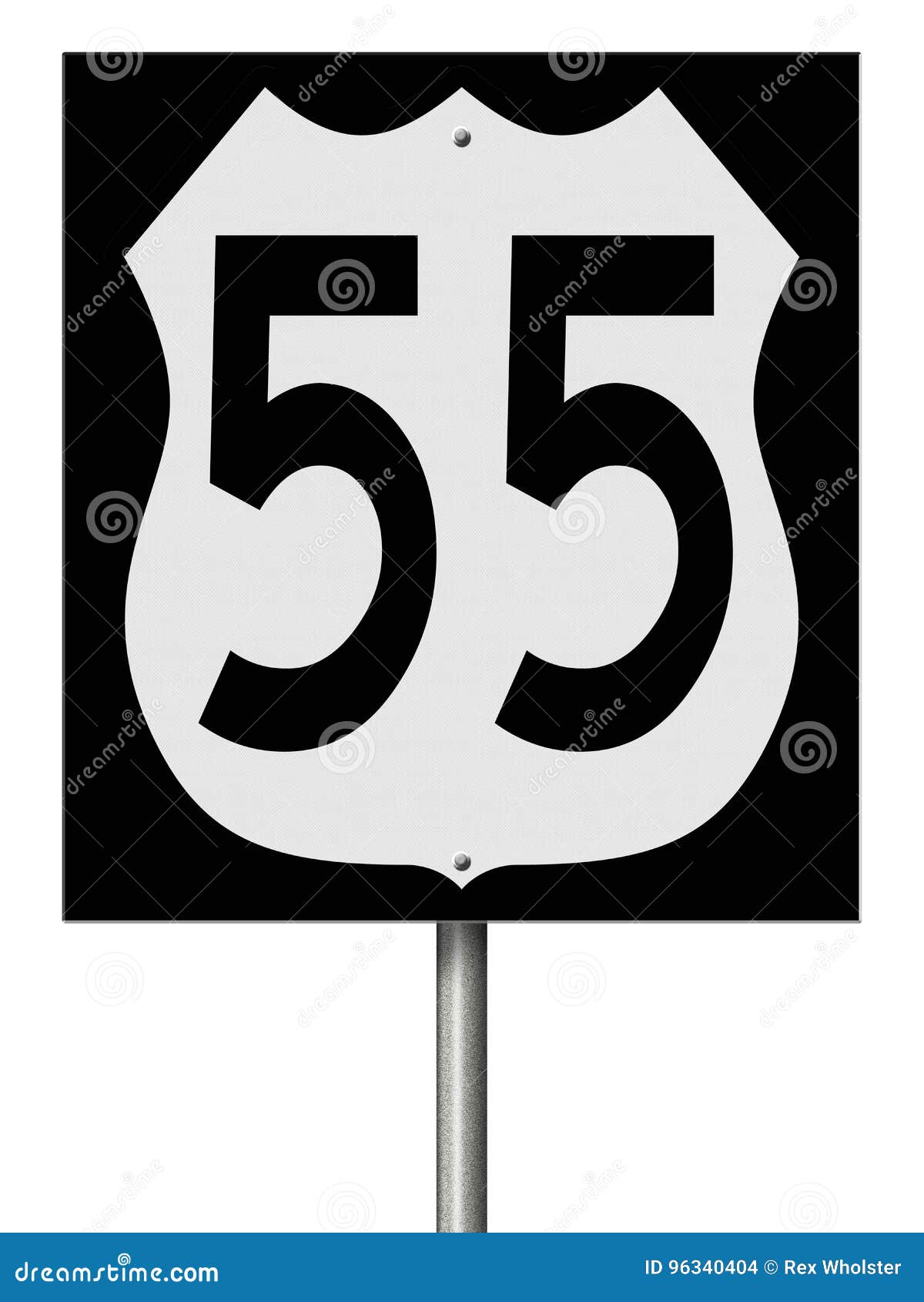 Highway sign for Route 55 stock illustration. Illustration of sign ...