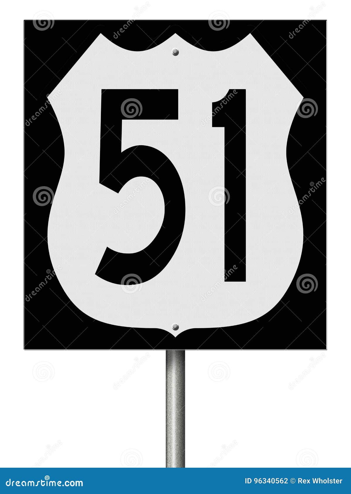 Highway sign for Route 51 stock illustration. Illustration of auto ...