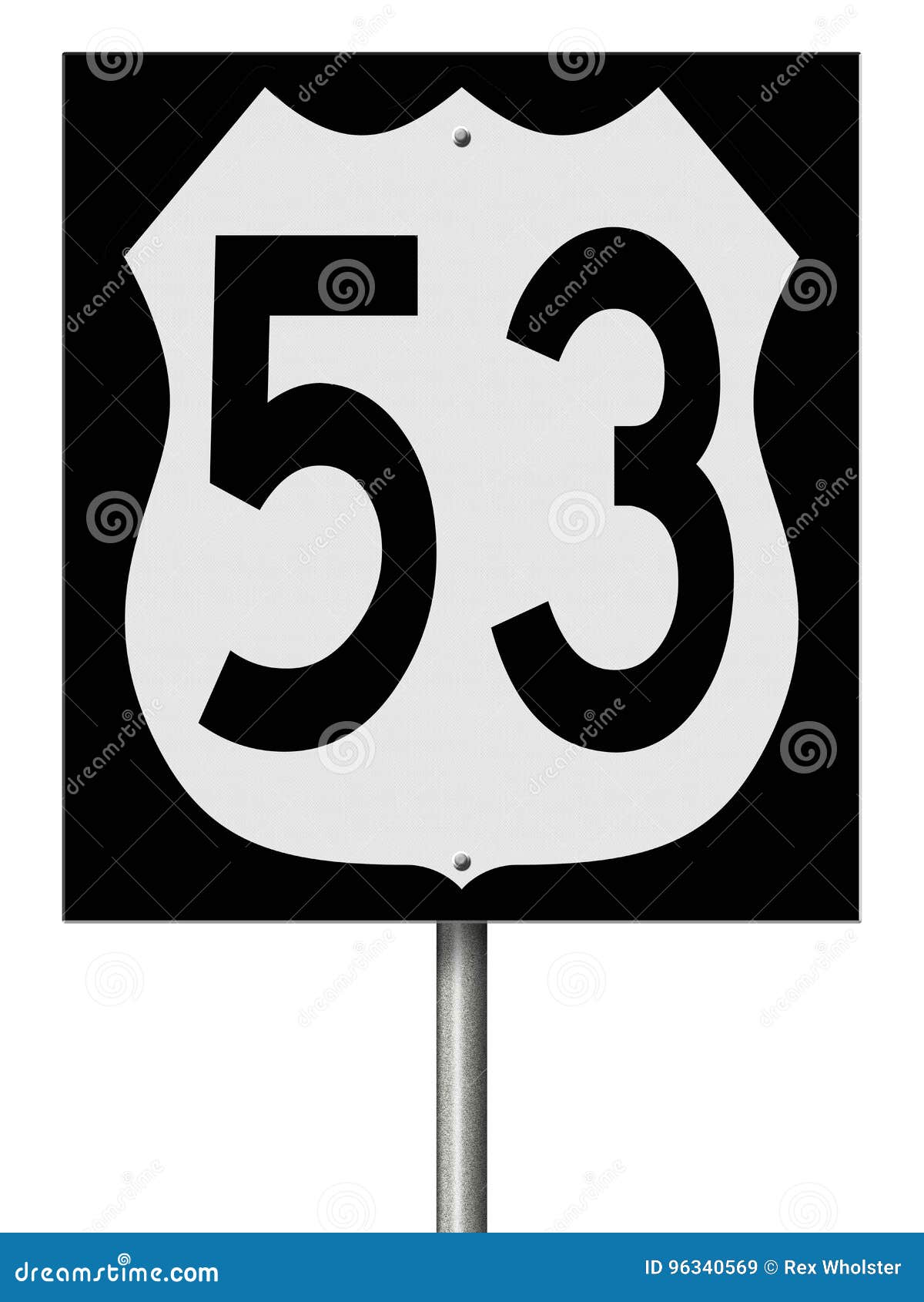 Highway sign for Route 53 stock illustration. Illustration of road ...