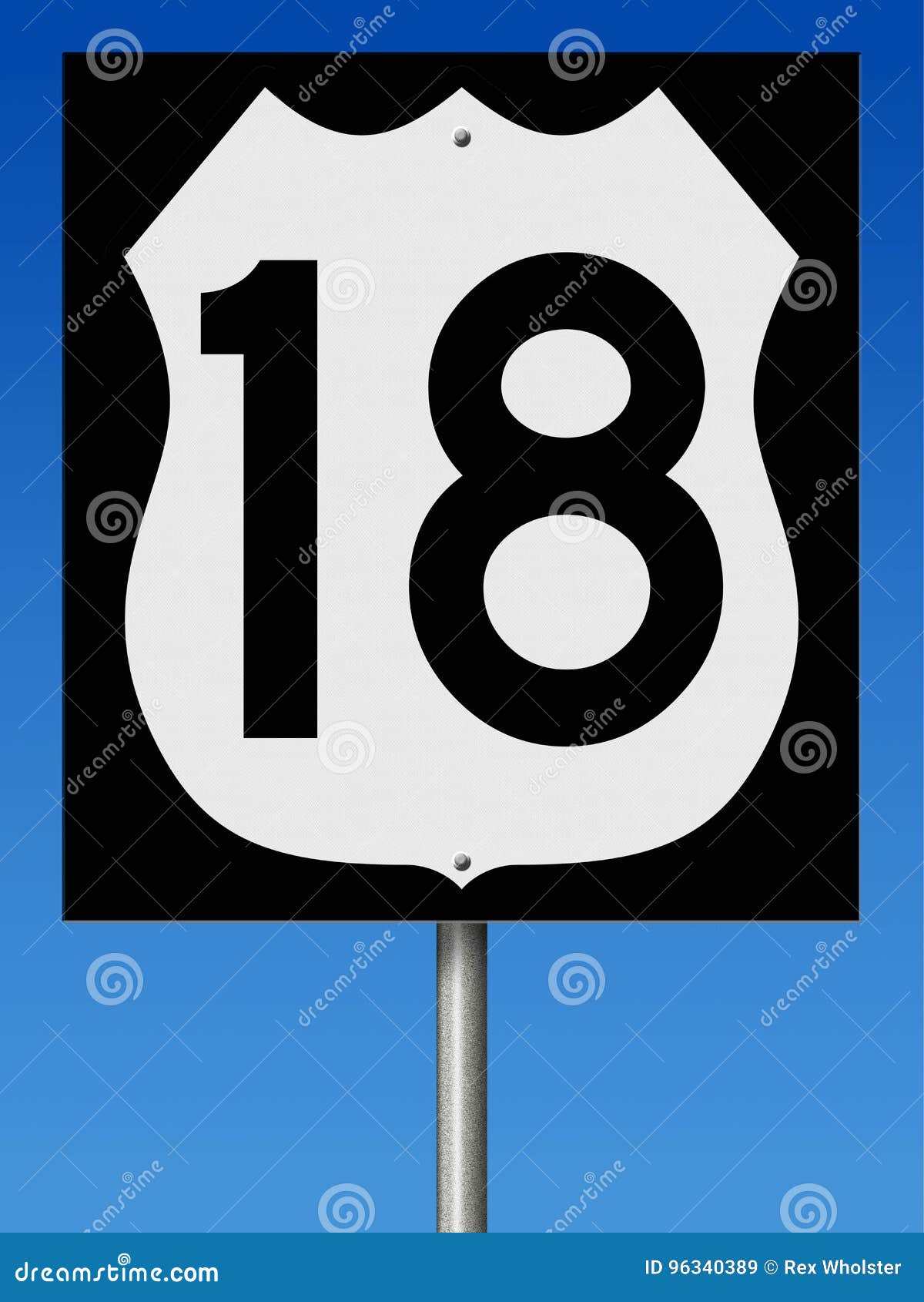 Highway sign for Route 18 stock illustration. Illustration of travel ...