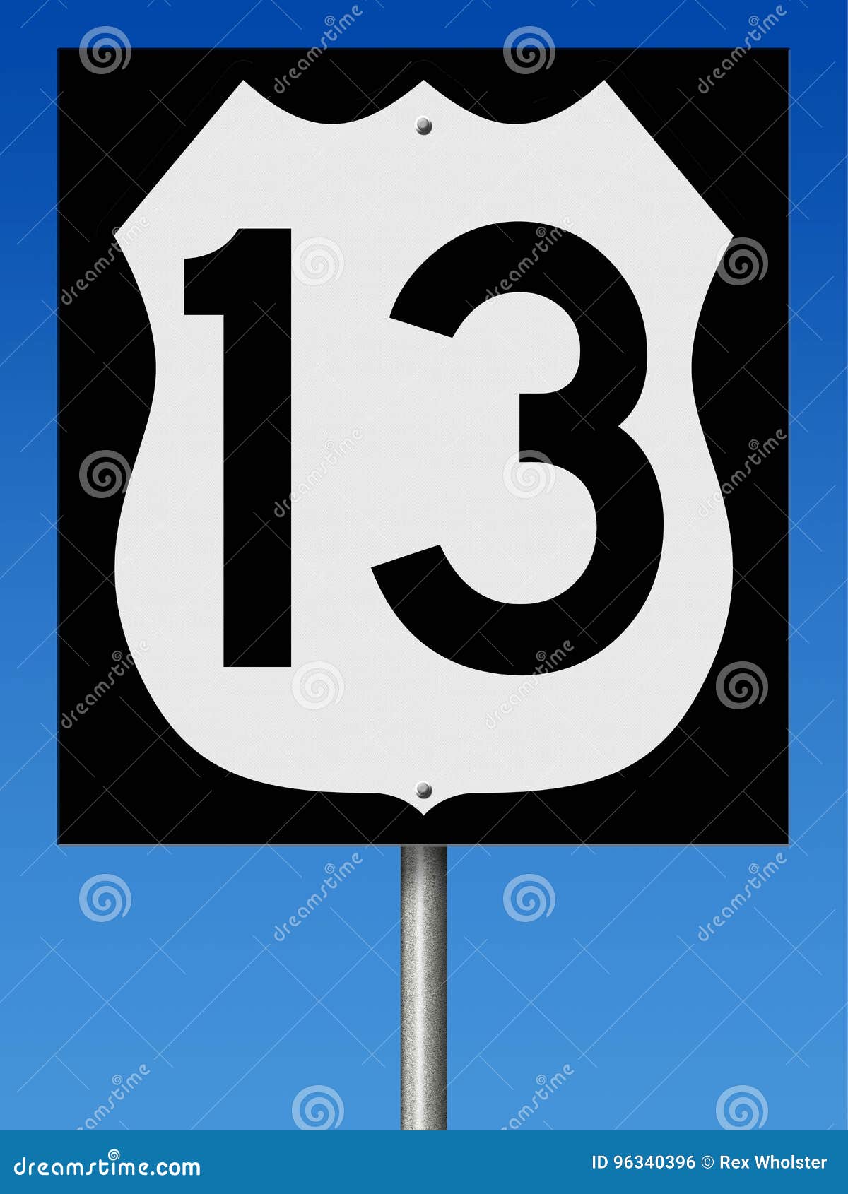 Highway sign for Route 13 stock illustration. Illustration of street ...