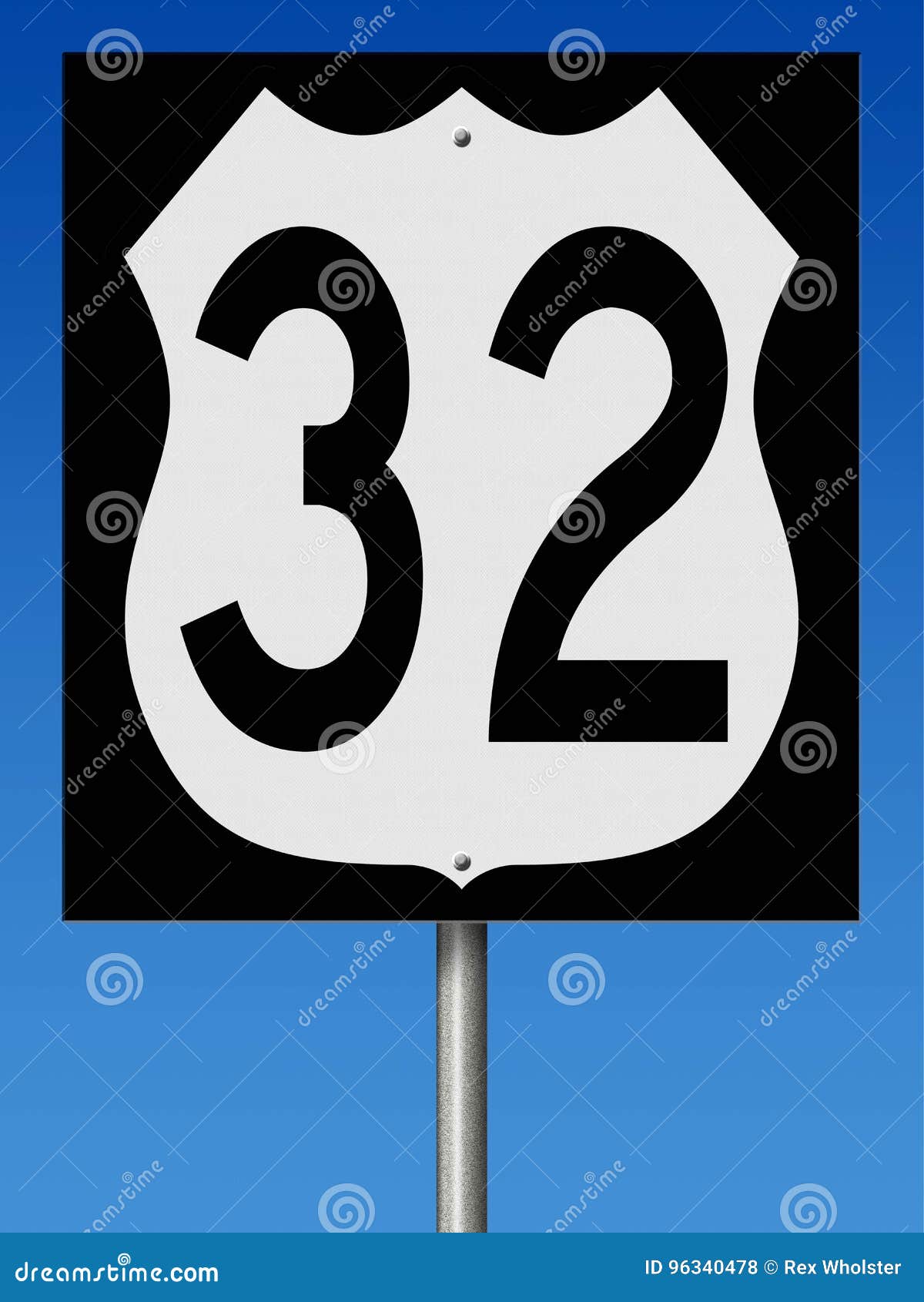 Highway sign for Route 32 stock illustration. Illustration of road ...