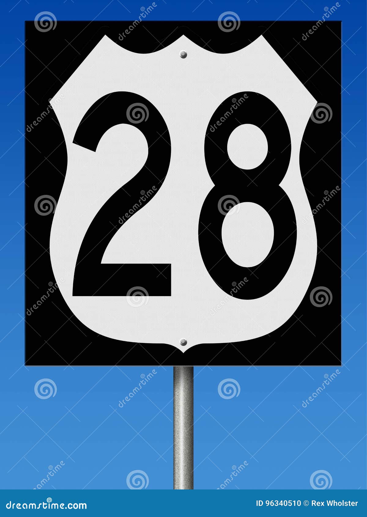 Highway sign for Route 28 stock illustration. Illustration of rendering ...