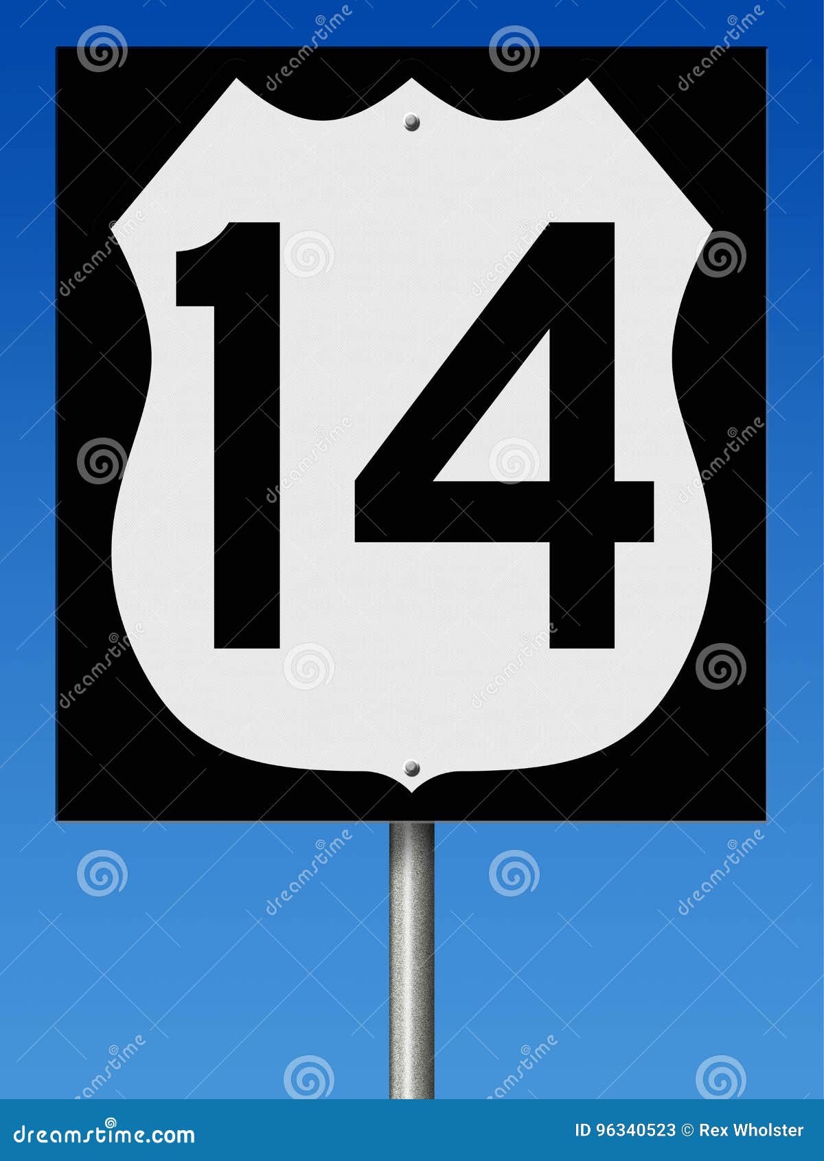 Highway sign for Route 14 stock illustration. Illustration of route ...