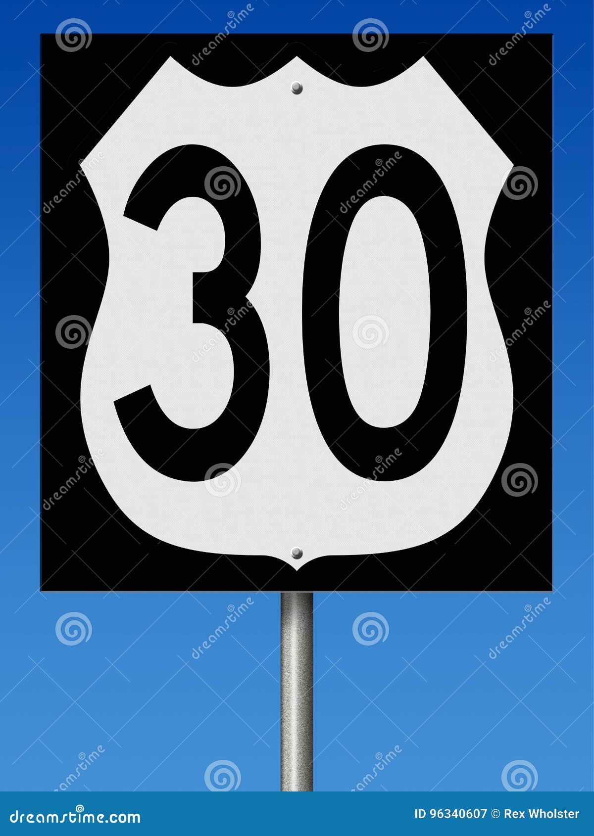 Highway sign for Route 30 stock illustration. Illustration of rendering ...