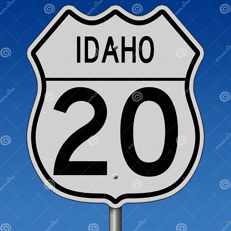 Highway Sign for Route 20 in Idaho Stock Image - Image of auto, sign ...