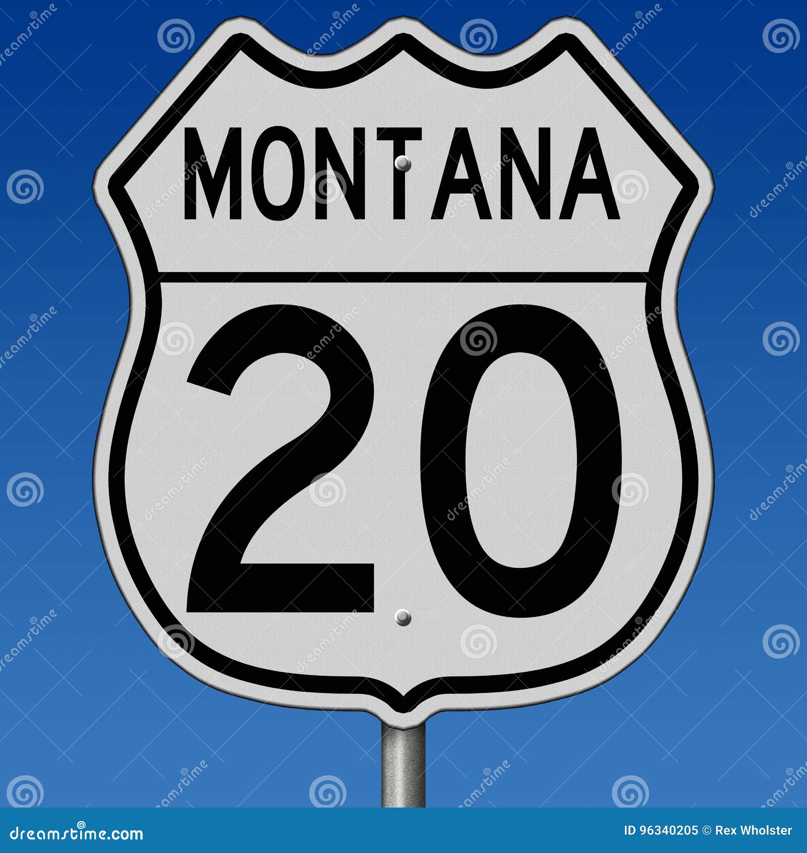 Highway Sign for Route 20 in Montana Stock Illustration - Illustration ...
