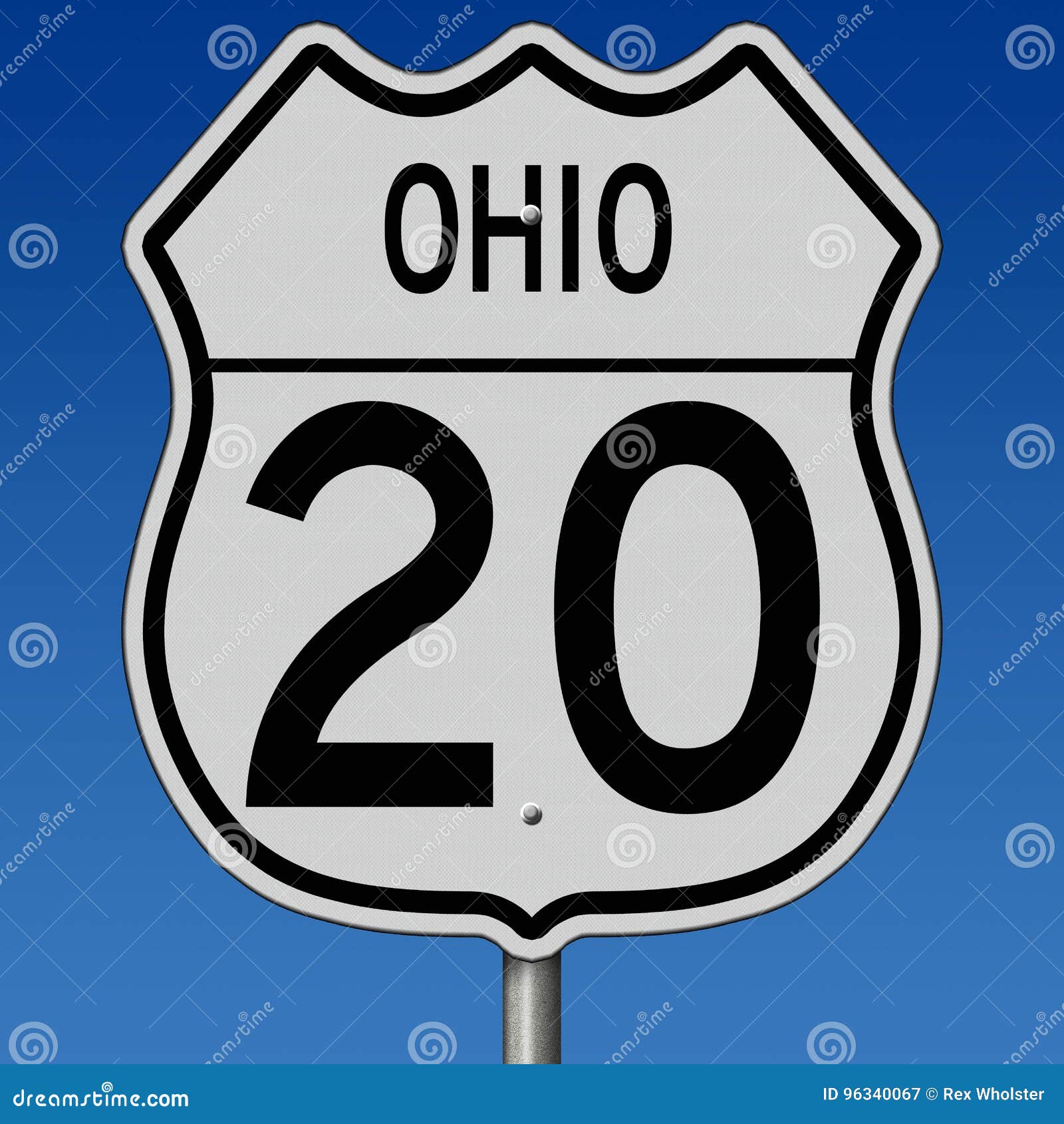 Highway Sign for Route 20 in Ohio Stock Illustration - Illustration of ...