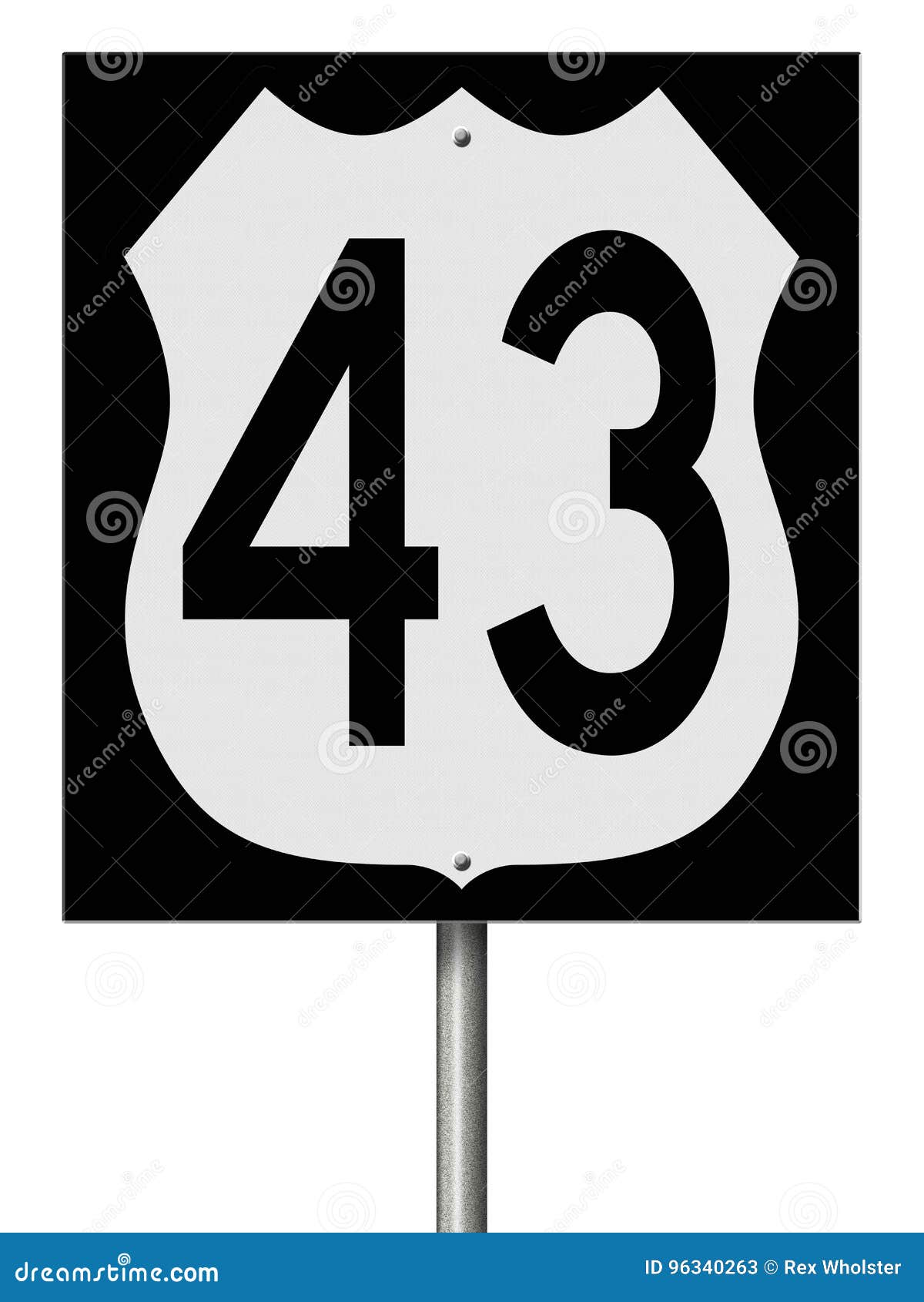 Highway sign for Route 43 stock illustration. Illustration of street ...