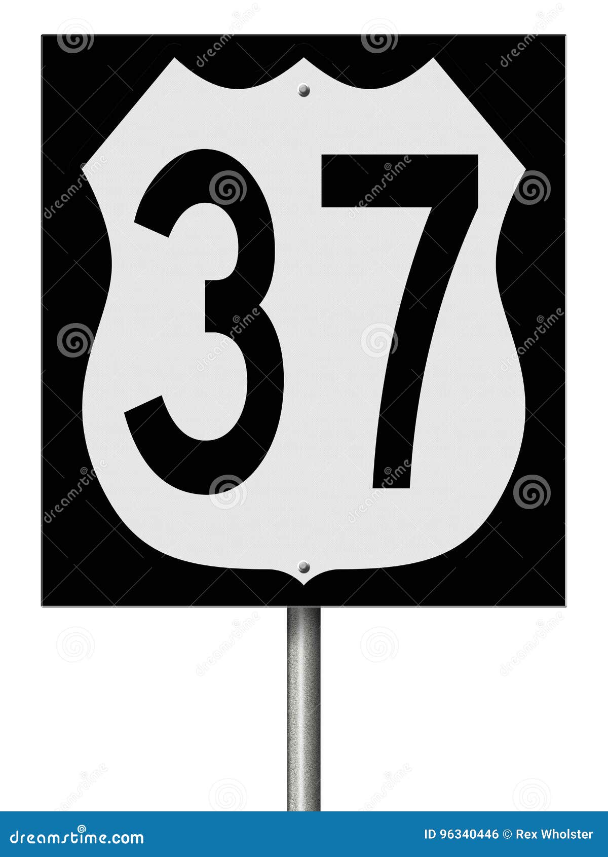 Highway sign for Route 37 stock illustration. Illustration of highway ...