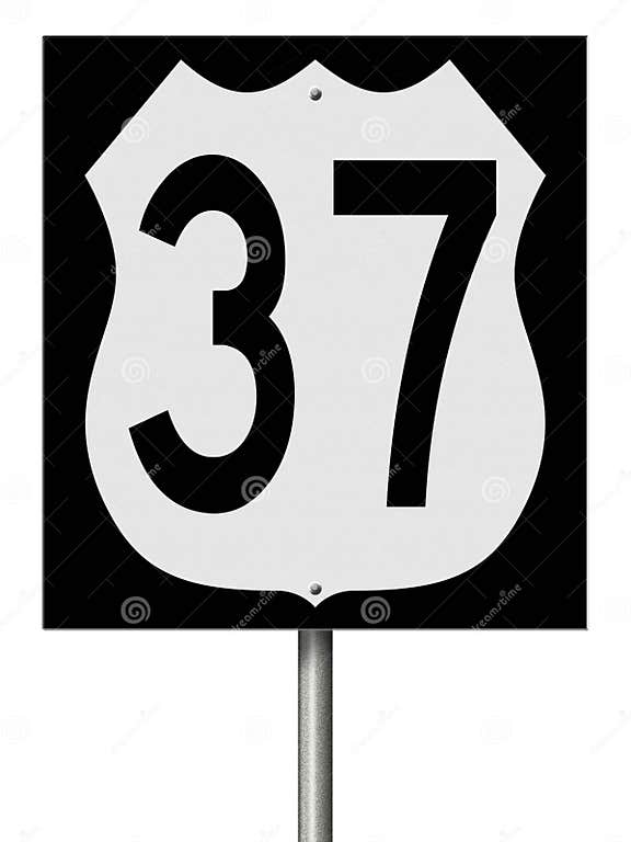 Highway sign for Route 37 stock illustration. Illustration of highway ...