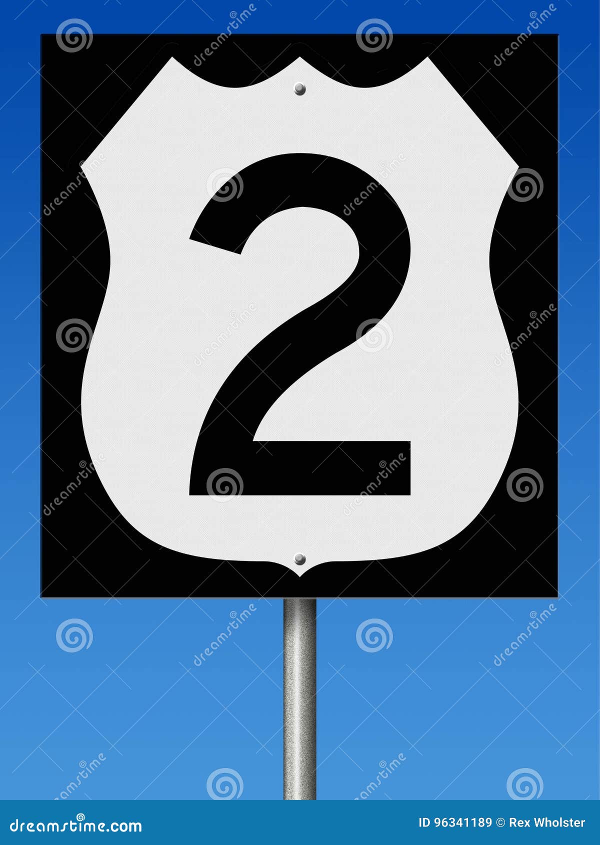 Highway sign for Route 2 stock illustration. Illustration of automobile ...