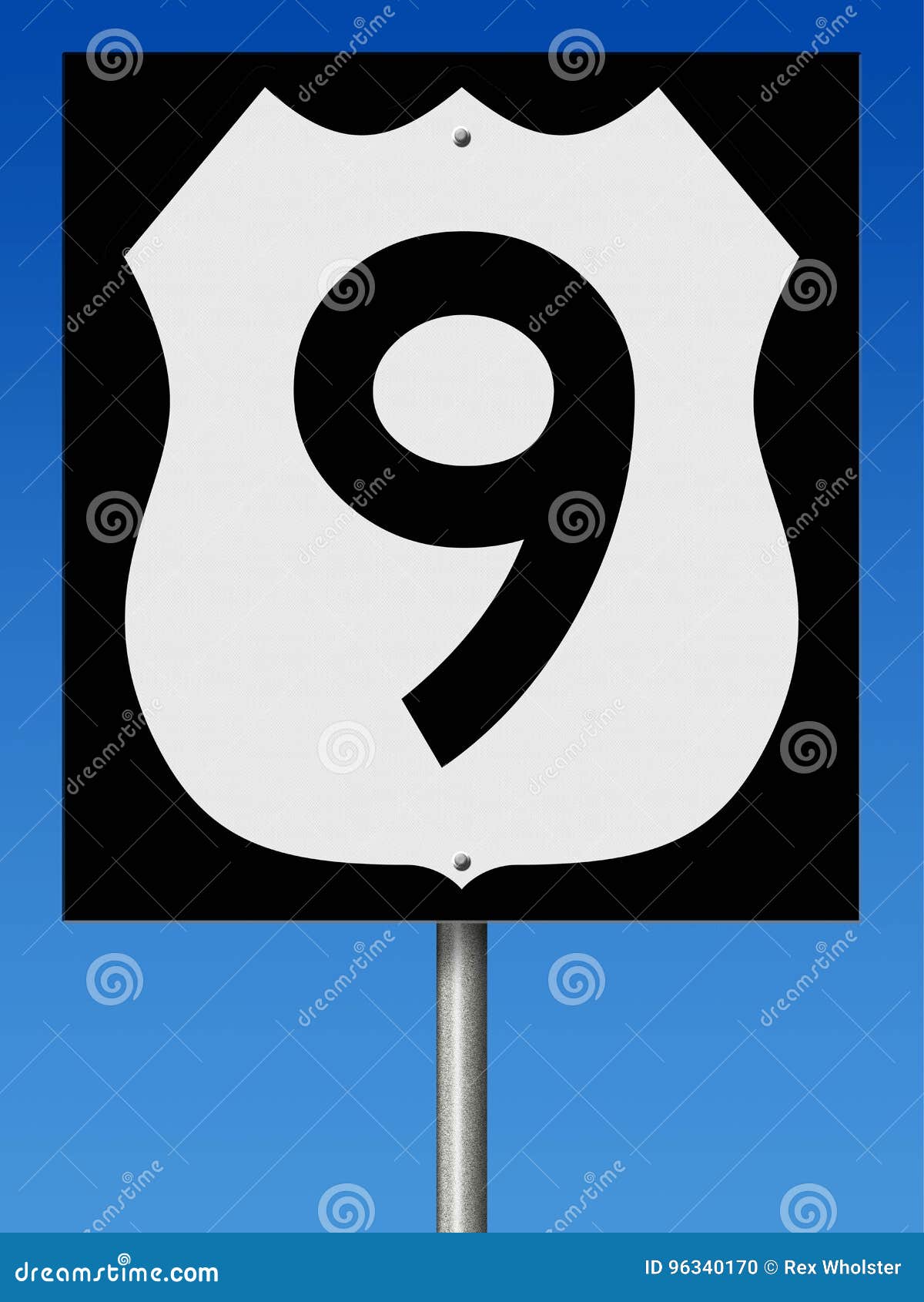 Highway sign for Route 9 stock illustration. Illustration of ...