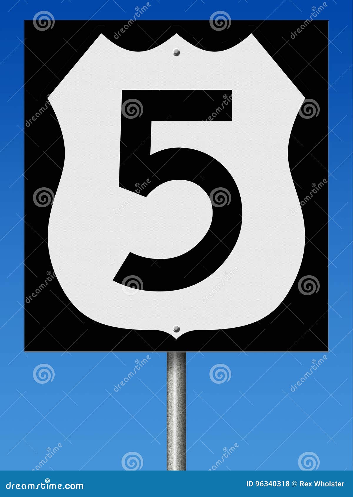Highway sign for Route 5 stock illustration. Illustration of highway ...