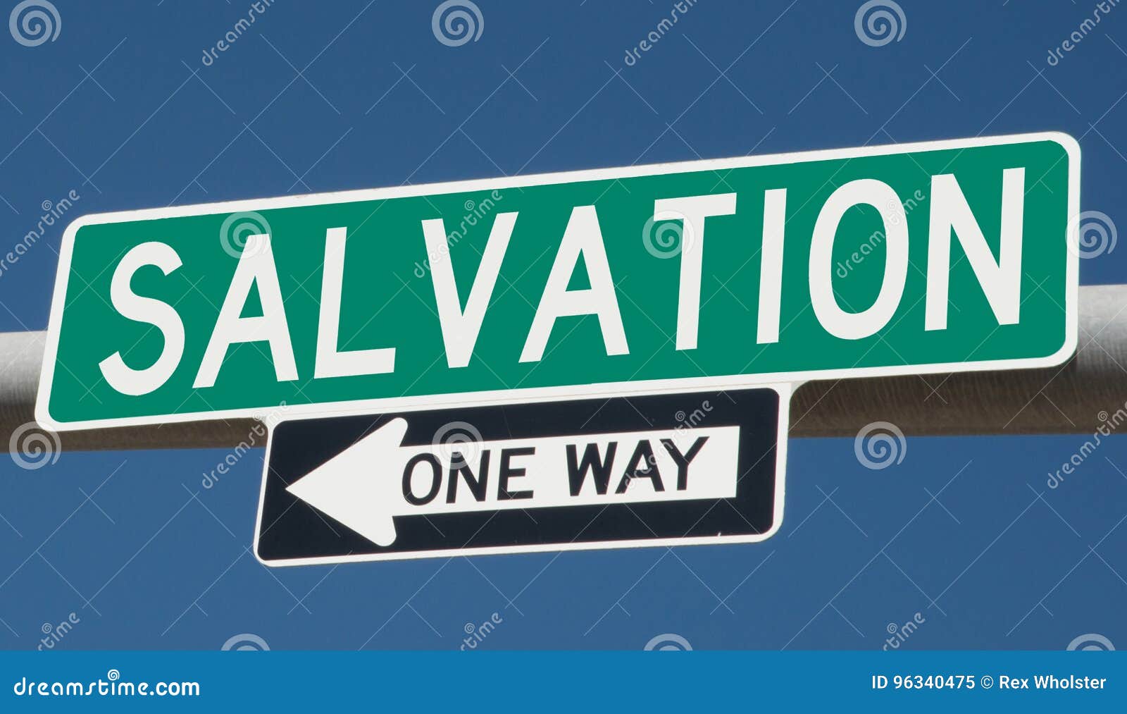Highway Sign with SALVATION and ONE WAY Stock Illustration ...