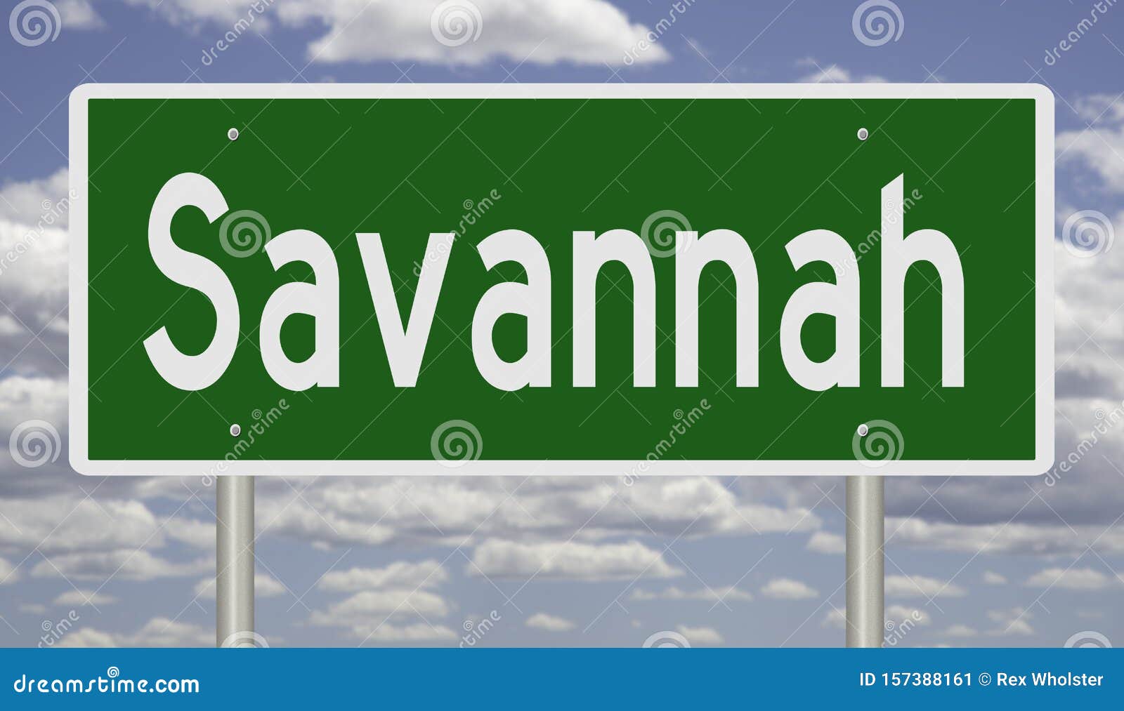 Highway Sign for Savannah Georgia Stock Illustration - Illustration of ...