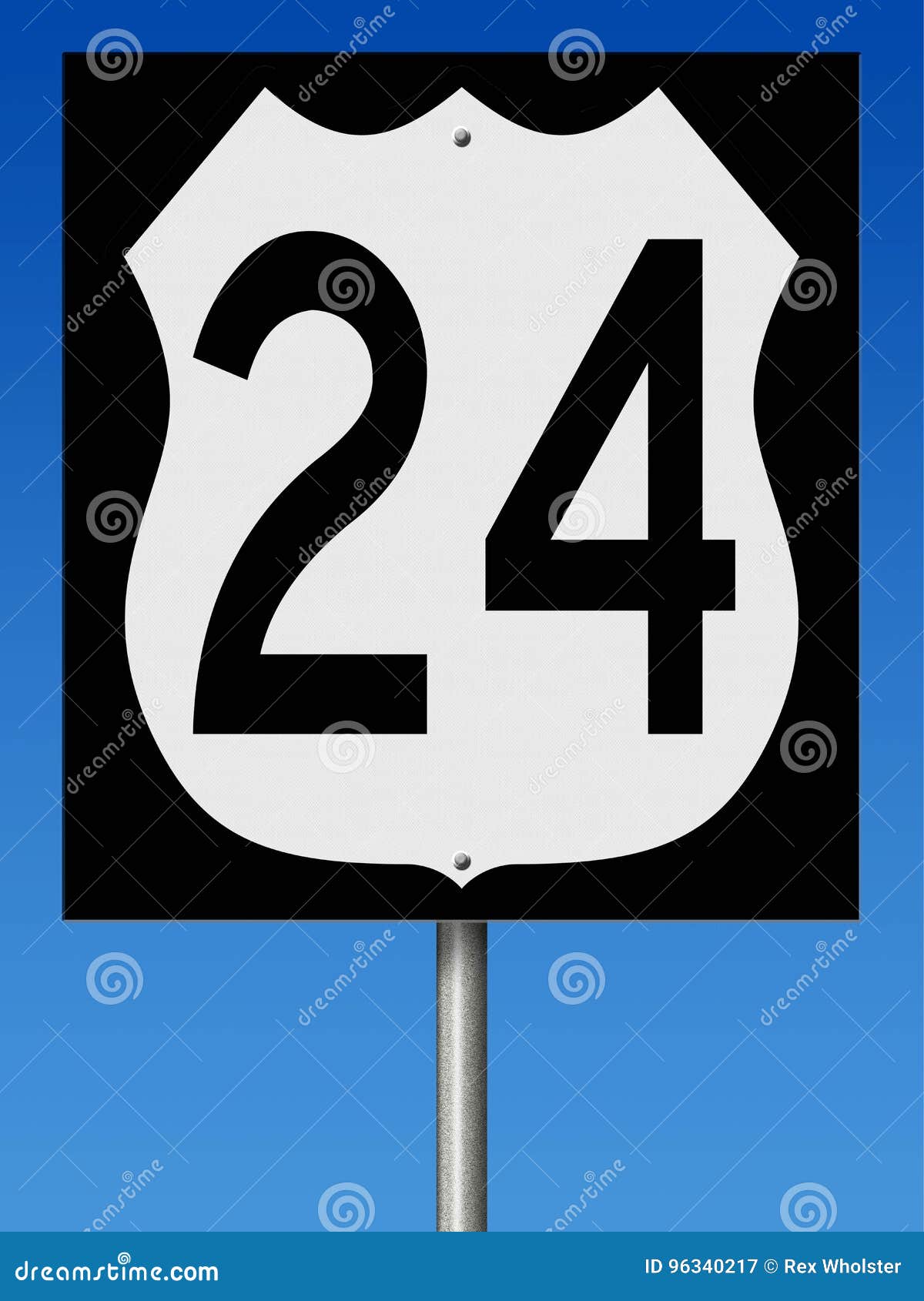 Highway Sign for State Route 24 Stock Illustration - Illustration of ...