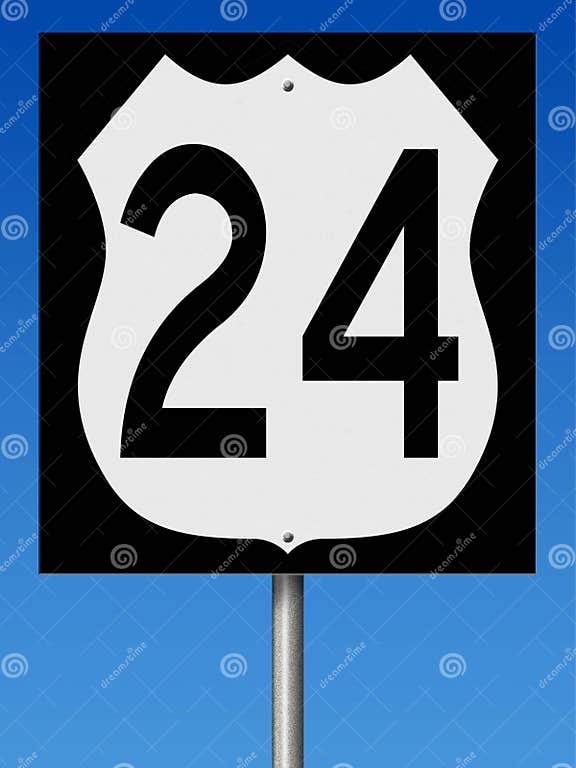 Highway Sign for State Route 24 Stock Illustration - Illustration of ...